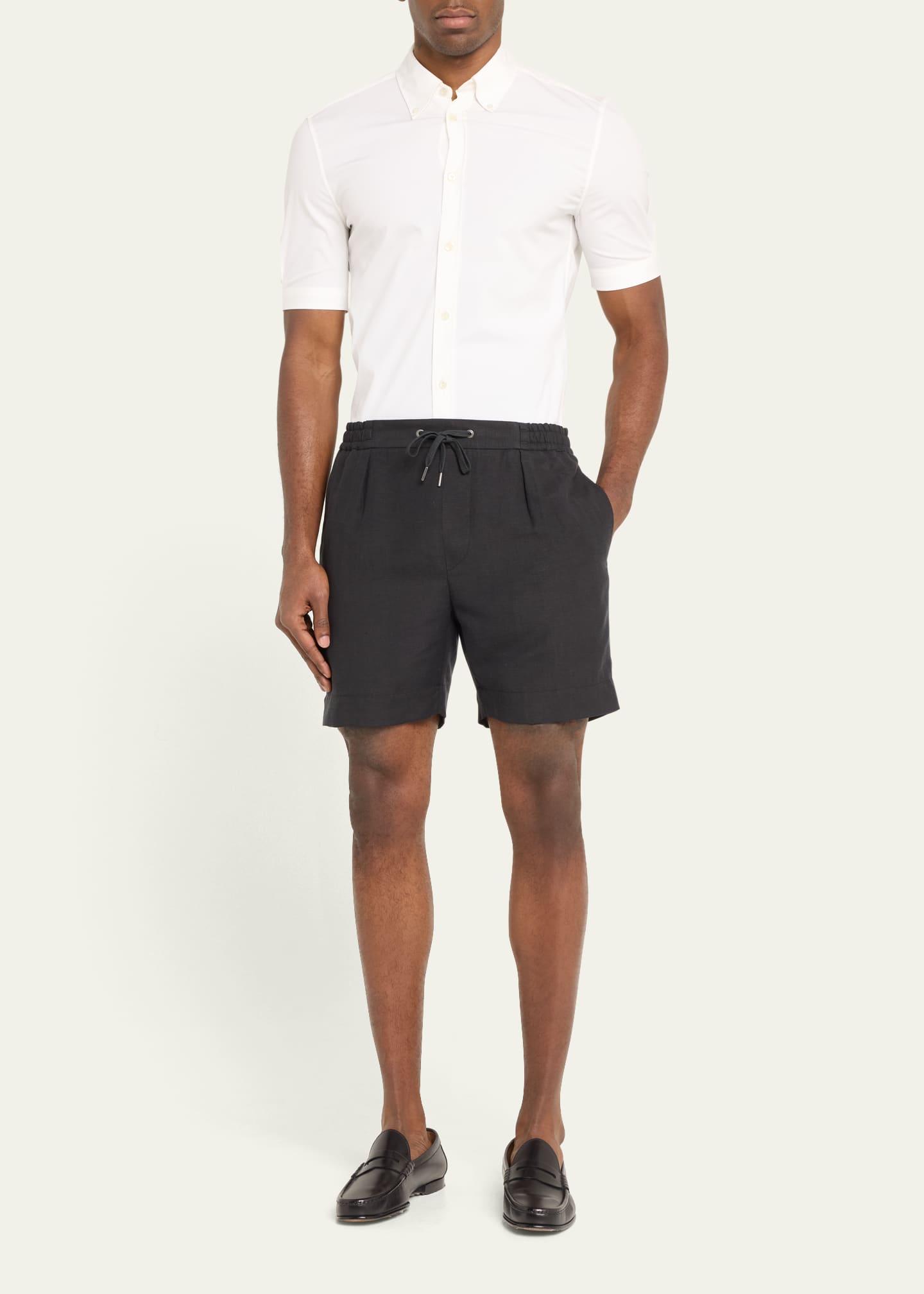 Ralph Lauren Purple Label Mens Dorset Silk Linen Drawstring Shorts