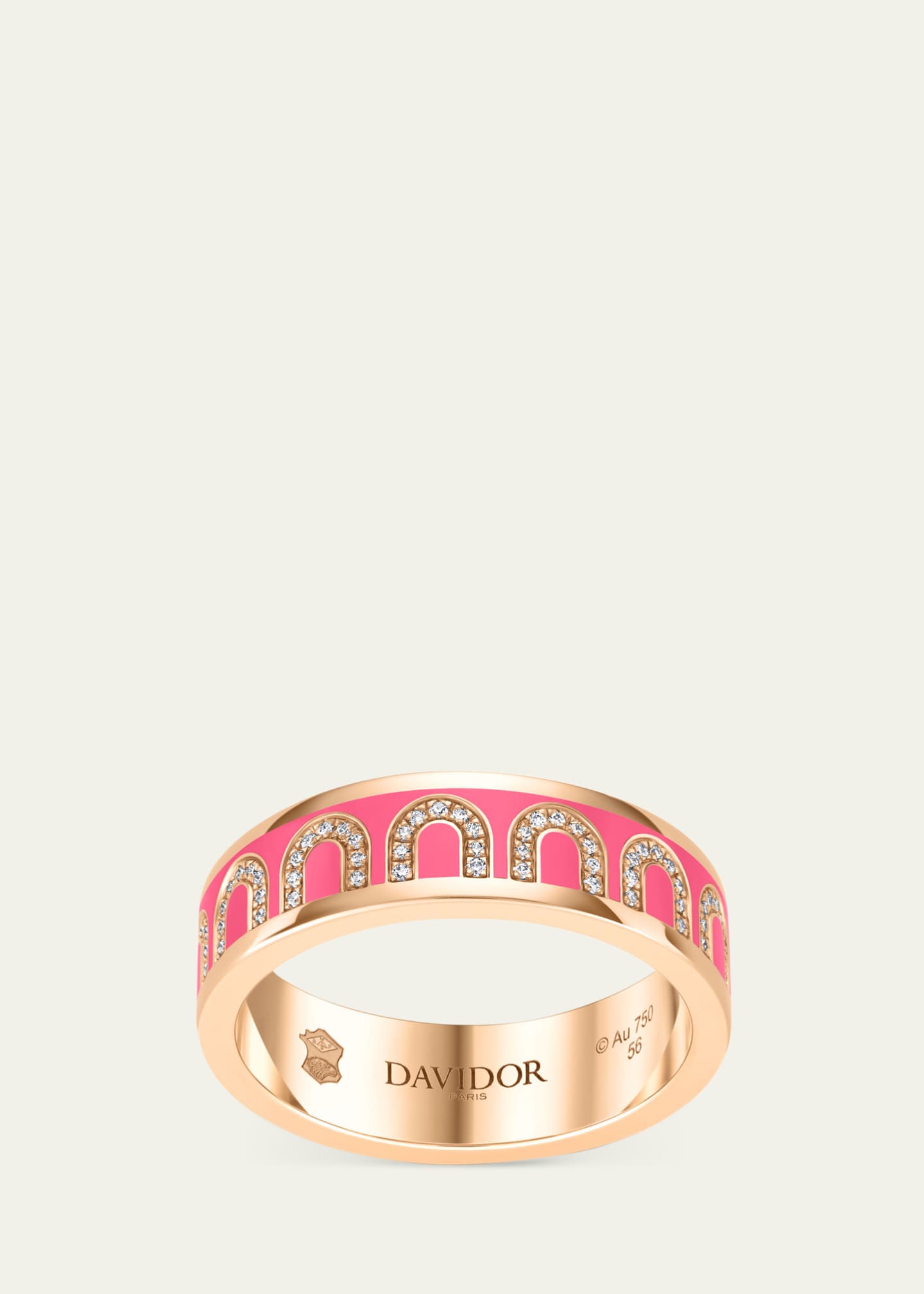 DAVIDOR L'Arc de DAVIDOR Ring MM in 18K Rose Gold with Flamant ...