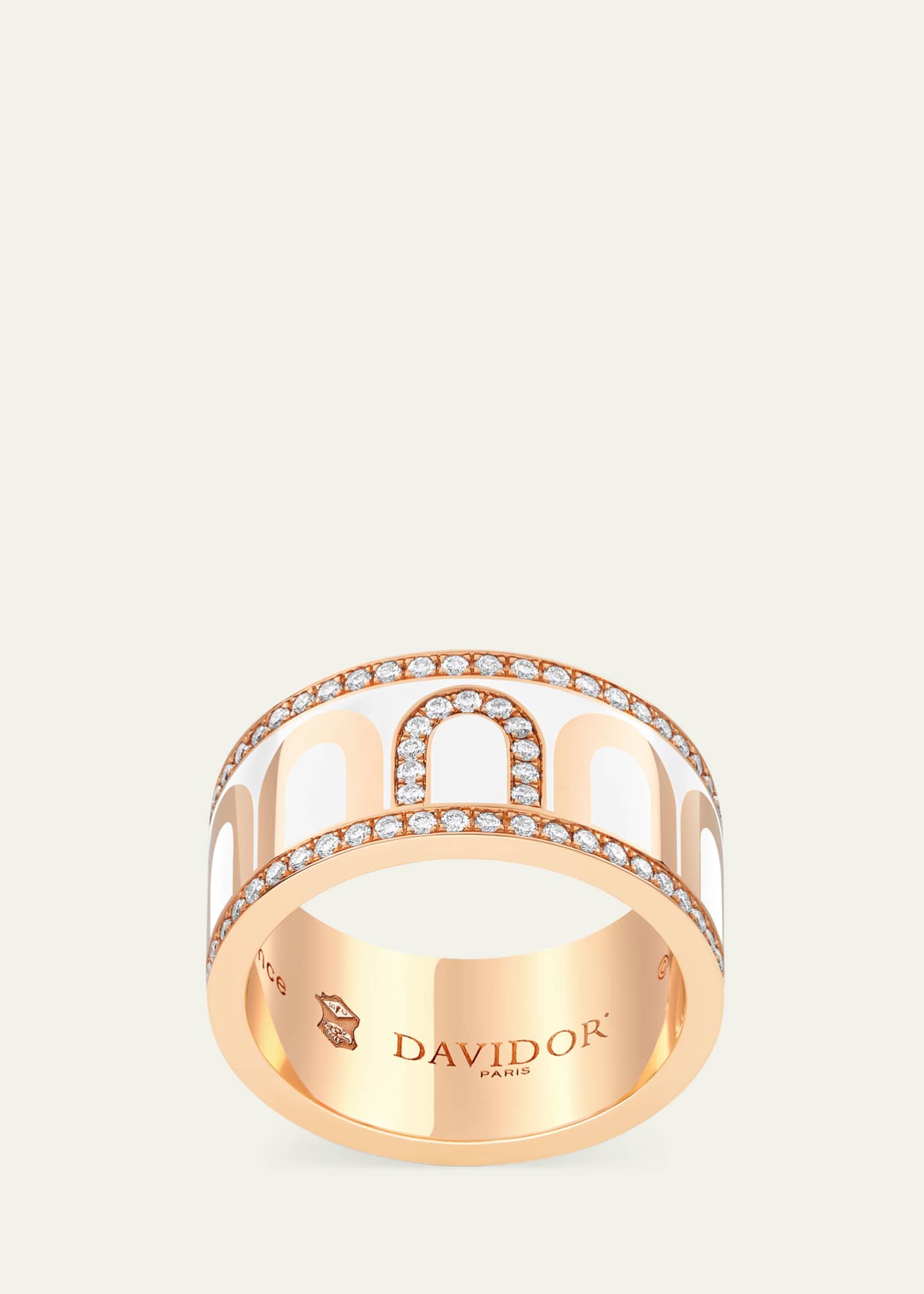 DAVIDOR L'Arc de DAVIDOR Ring GM in 18K Rose Gold with Neige Lacquered ...
