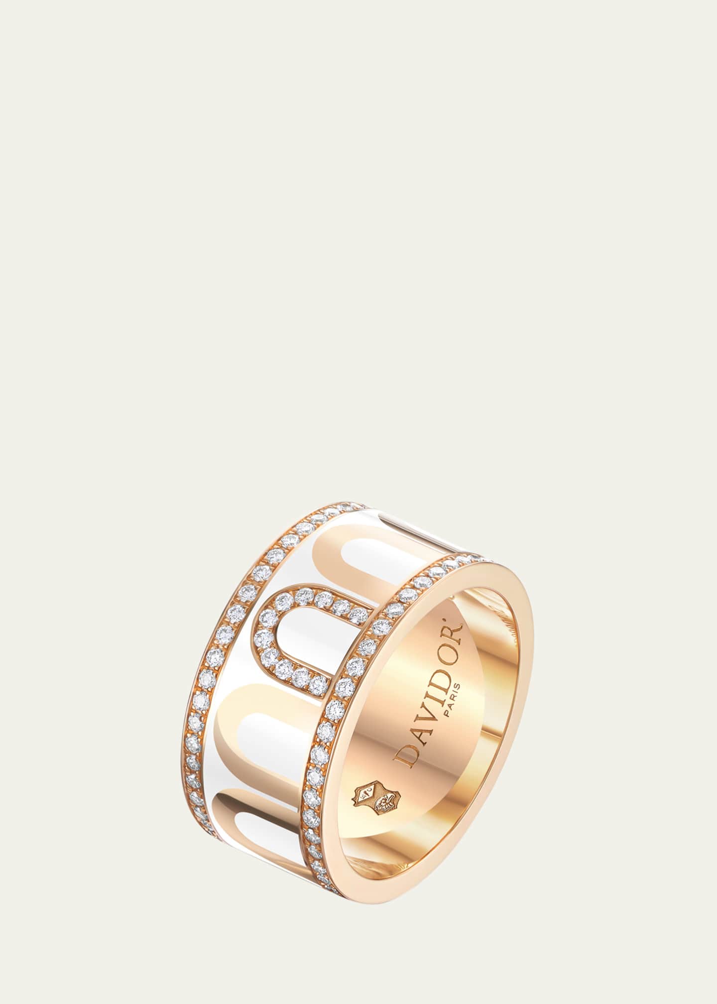 DAVIDOR L'Arc de DAVIDOR Ring GM in 18K Rose Gold with Neige Lacquered ...