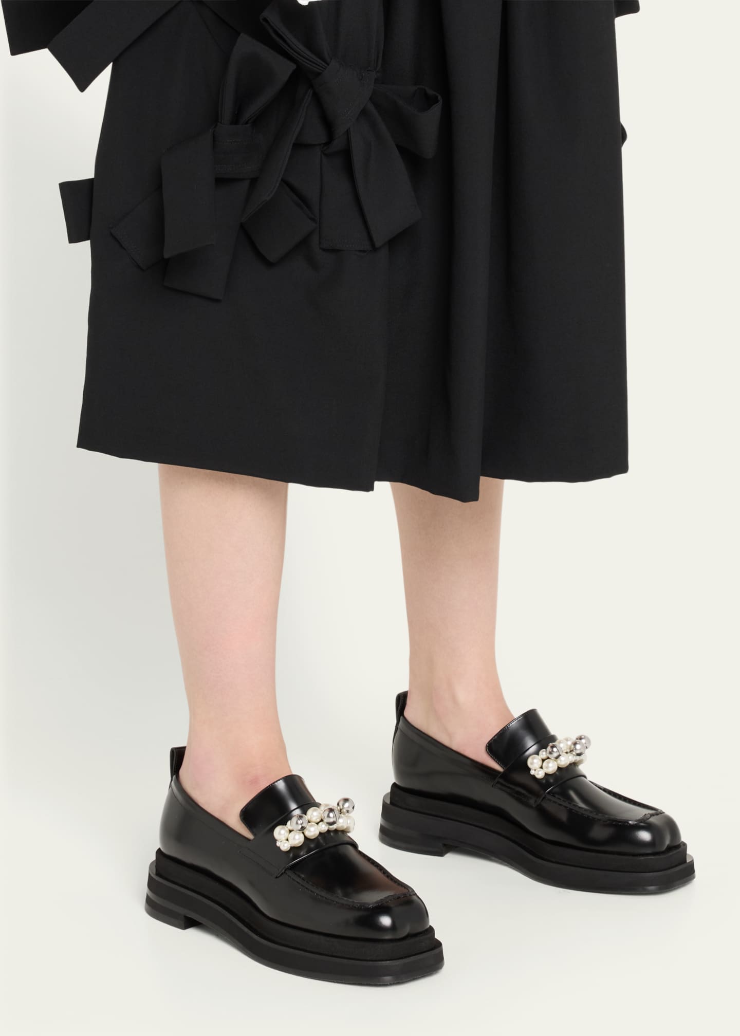 Simone Rocha Leather Bell Charms Platform Loafers - Bergdorf Goodman