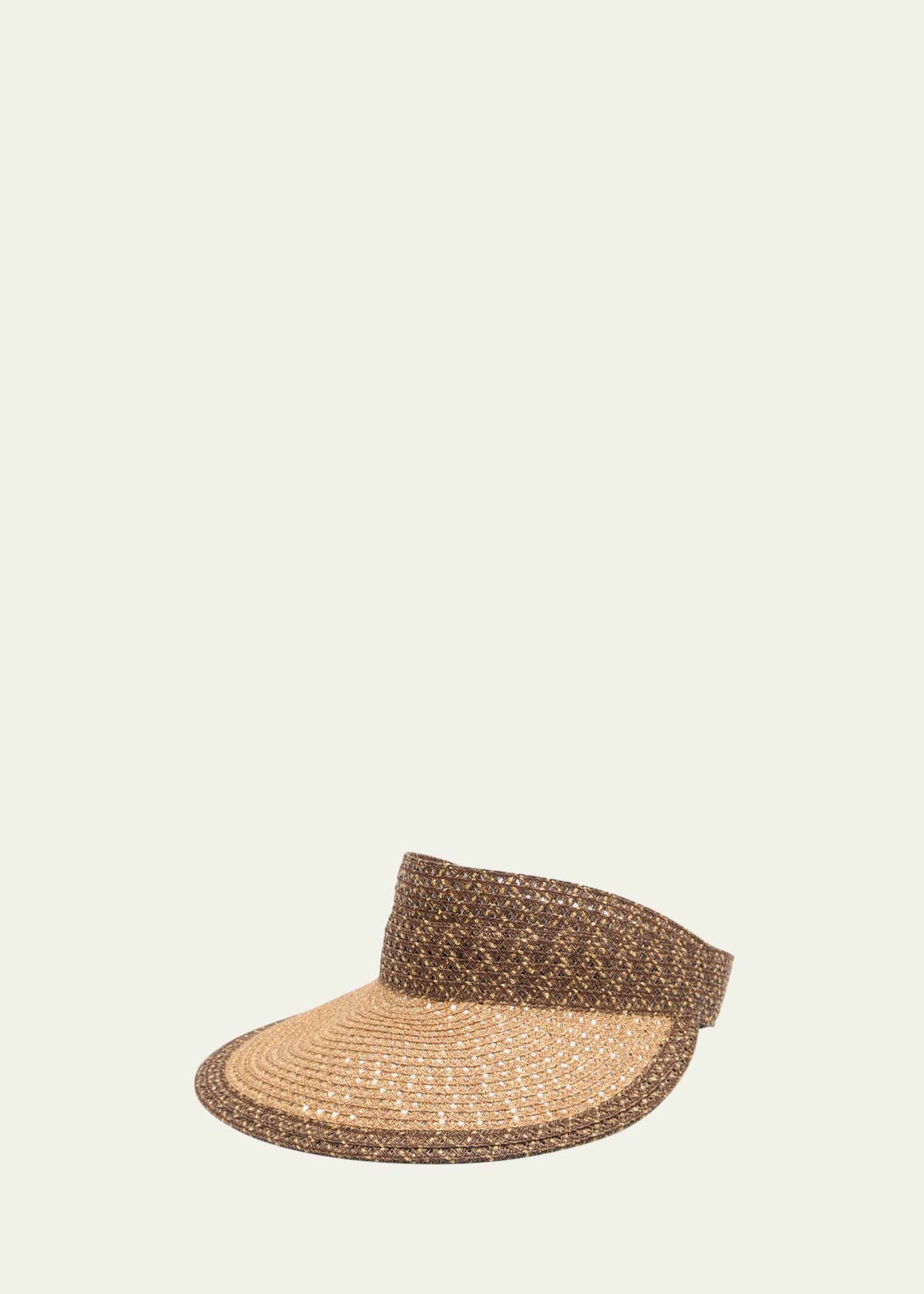 Eugenia Kim Ricky Metallic Two-Tone Paper Straw Visor - Bergdorf Goodman