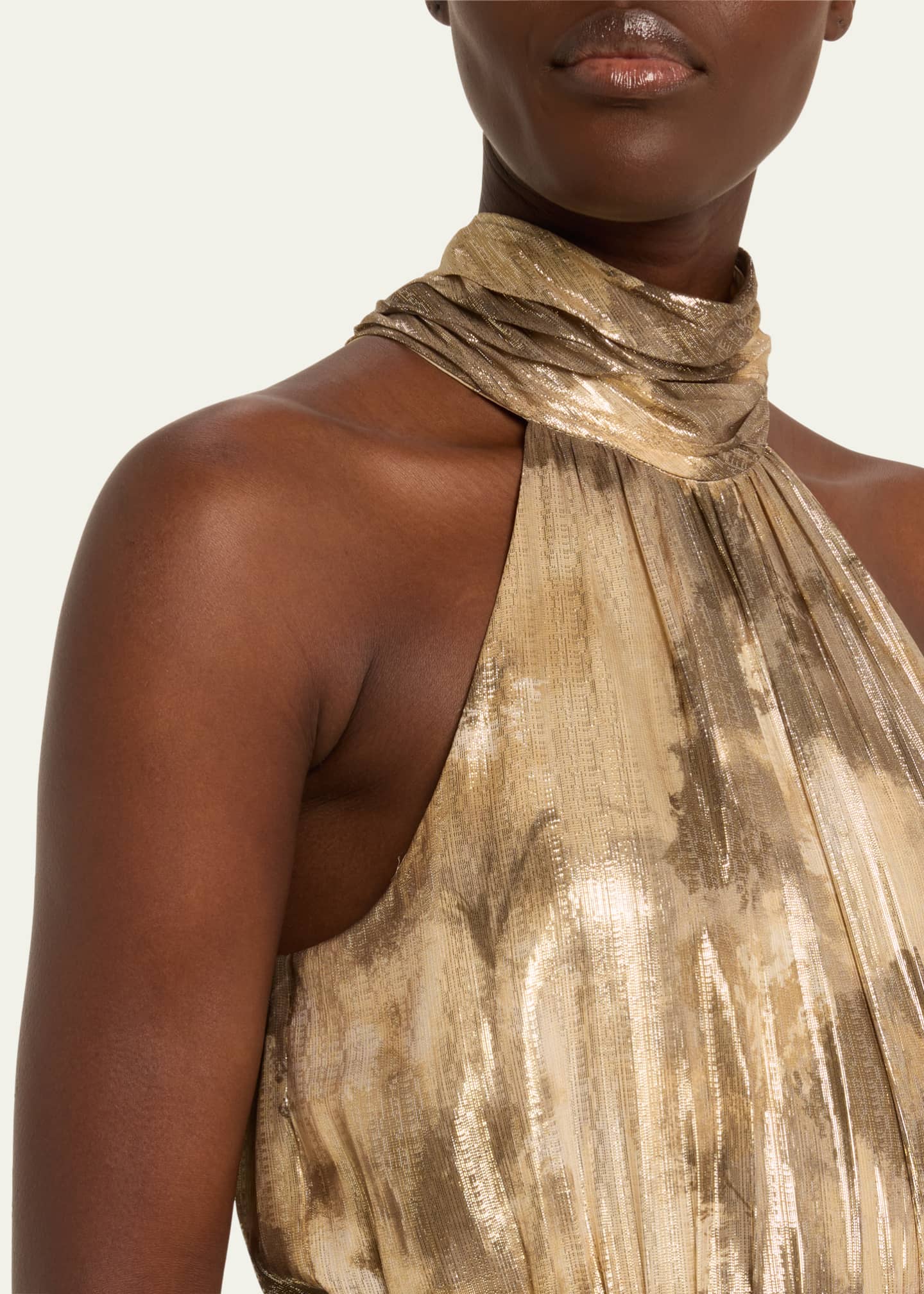 Ramy Brook Ainsley Metallic Blurred Floral-Print Halter Maxi Dress ...