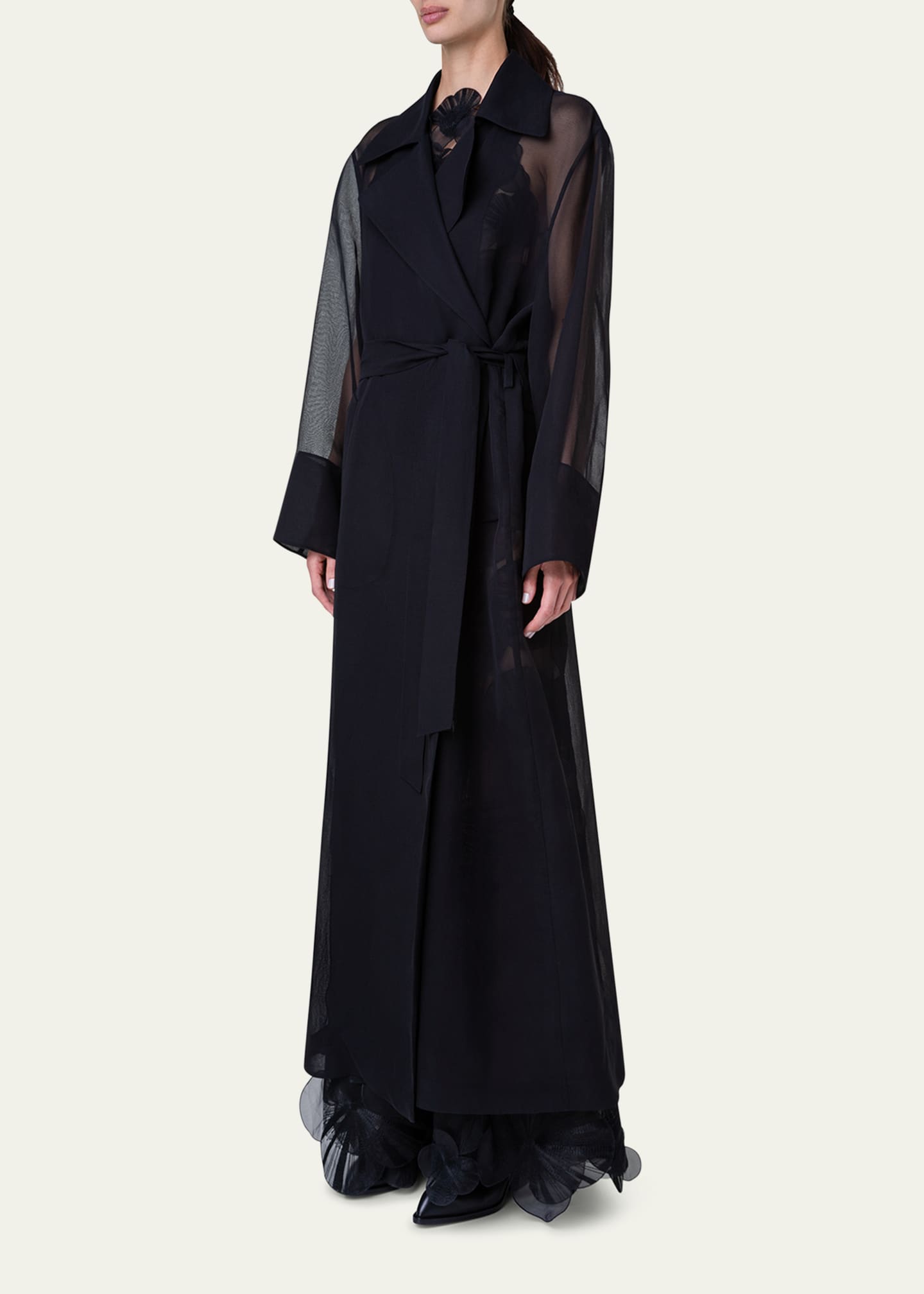 Akris Valentine Silk Gauze Belted Trench Coat - Bergdorf Goodman