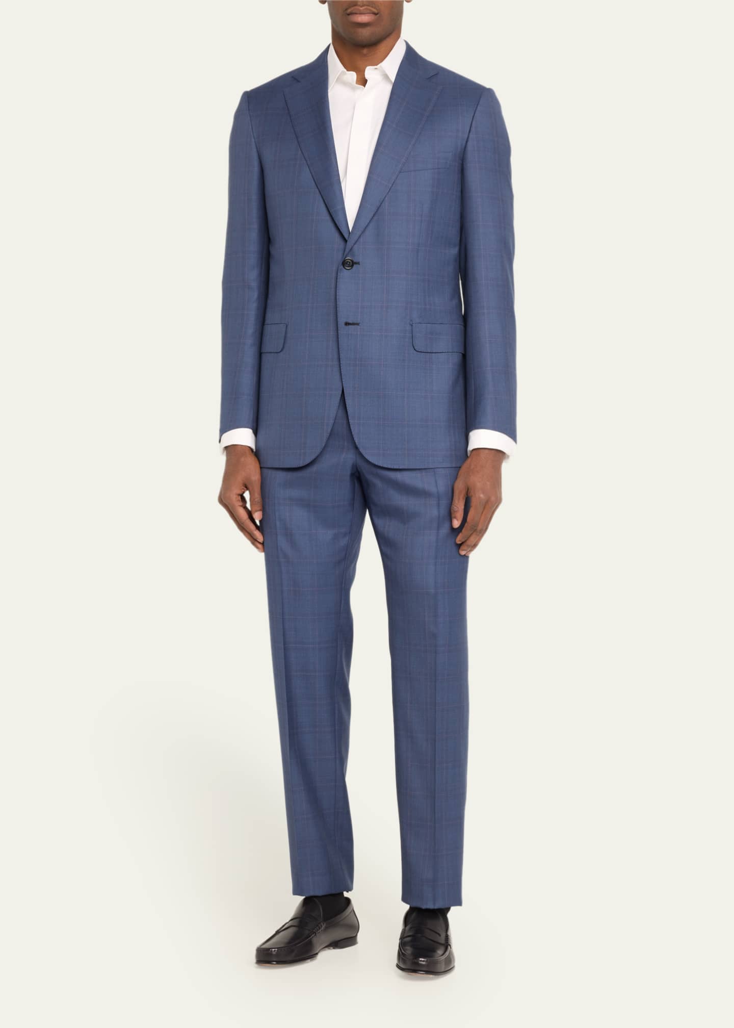 Brioni Men's Brun Super 150's Plaid Suit - Bergdorf Goodman