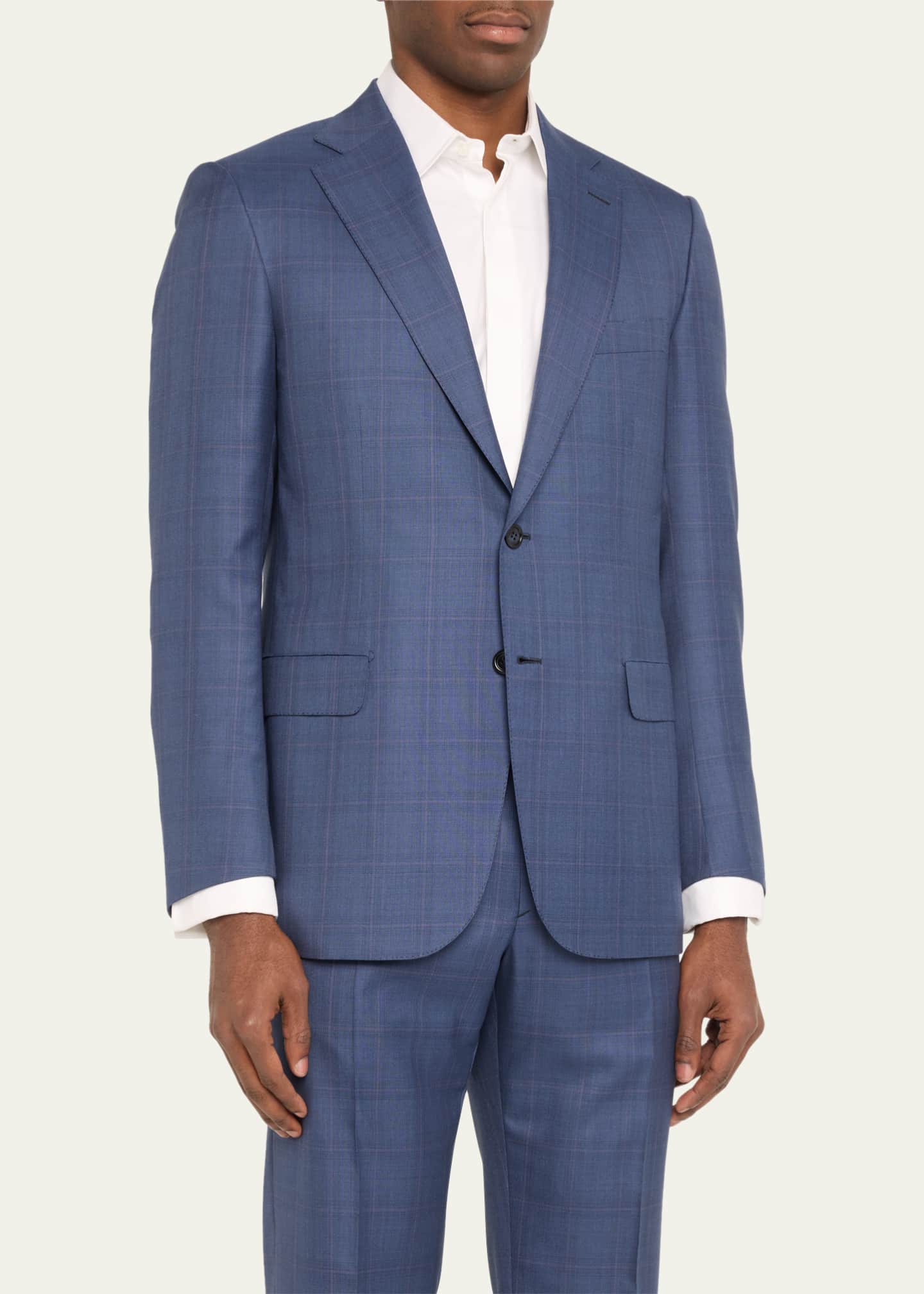Brioni Men's Brun Super 150's Plaid Suit - Bergdorf Goodman