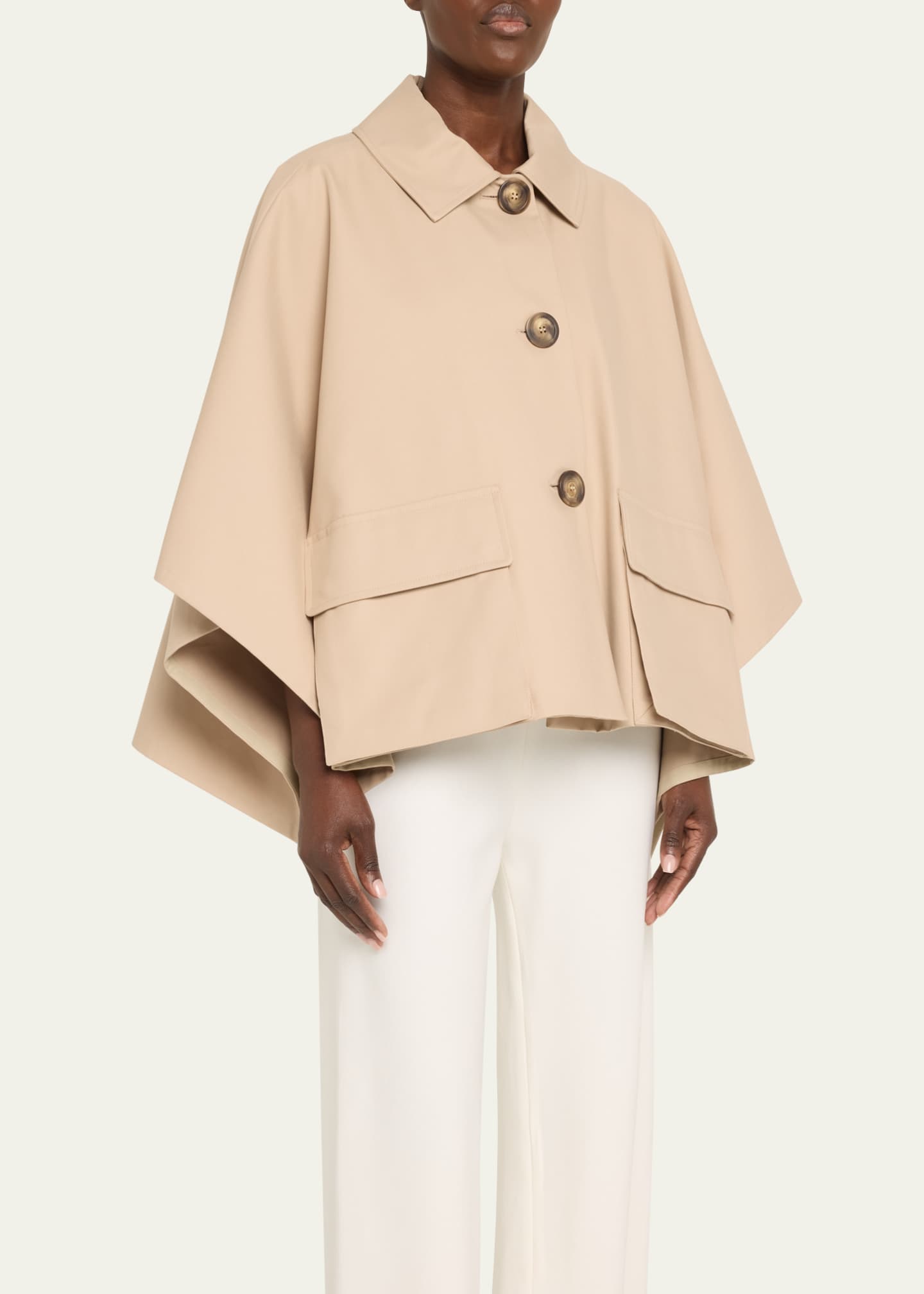 Max Mara Fred Buttoned Cotton Cape - Bergdorf Goodman