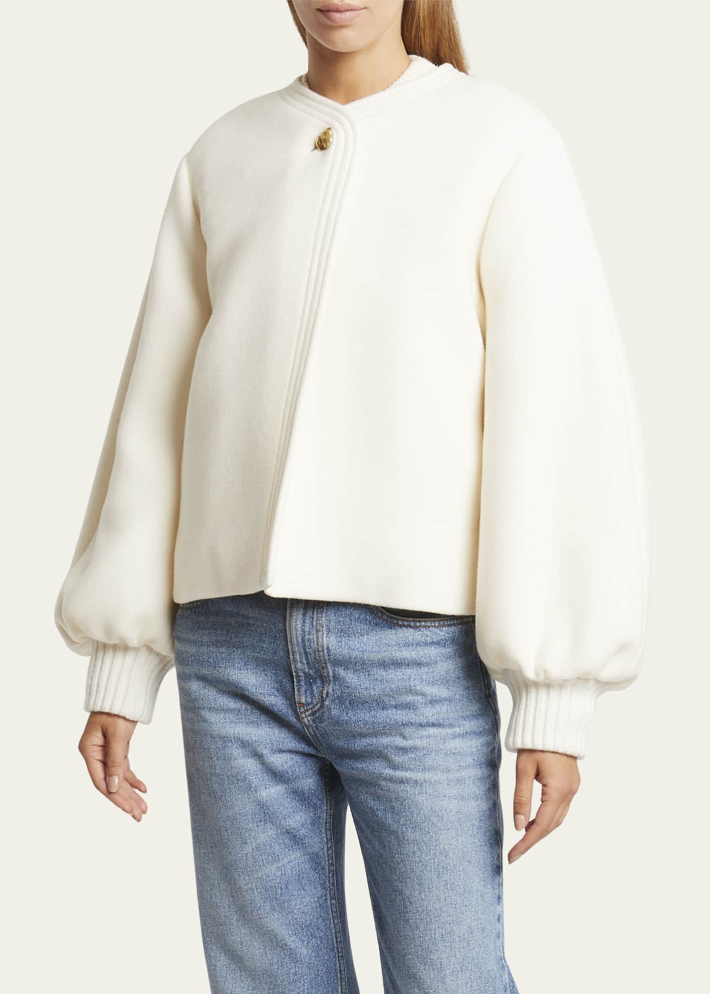 Chloe Iconic Soft Wool Balloon-Sleeve Jacket - Bergdorf Goodman