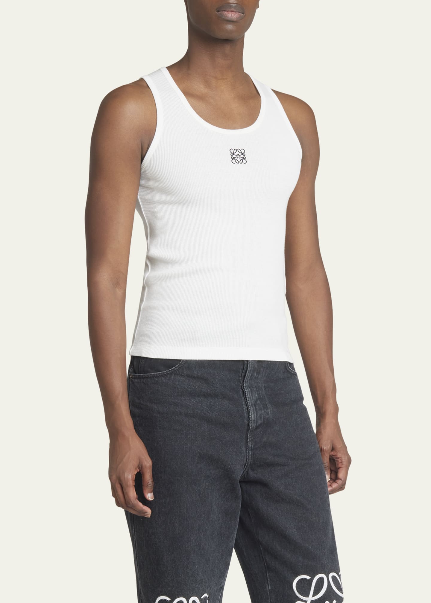 Loewe Men's Ribbed Anagram Tank Top - Bergdorf Goodman