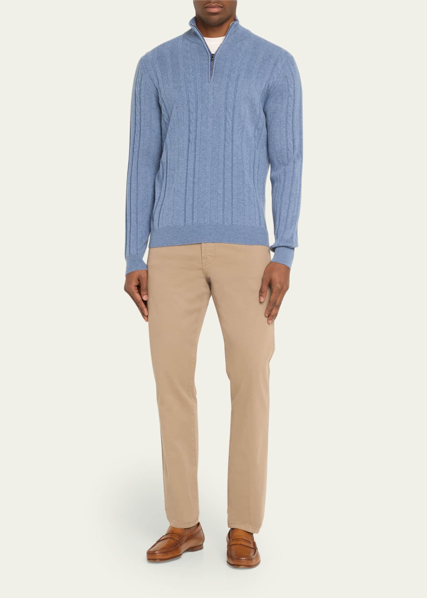 Fioroni Men's Cashmere Cable Knit Half-Zip Sweater - Bergdorf Goodman