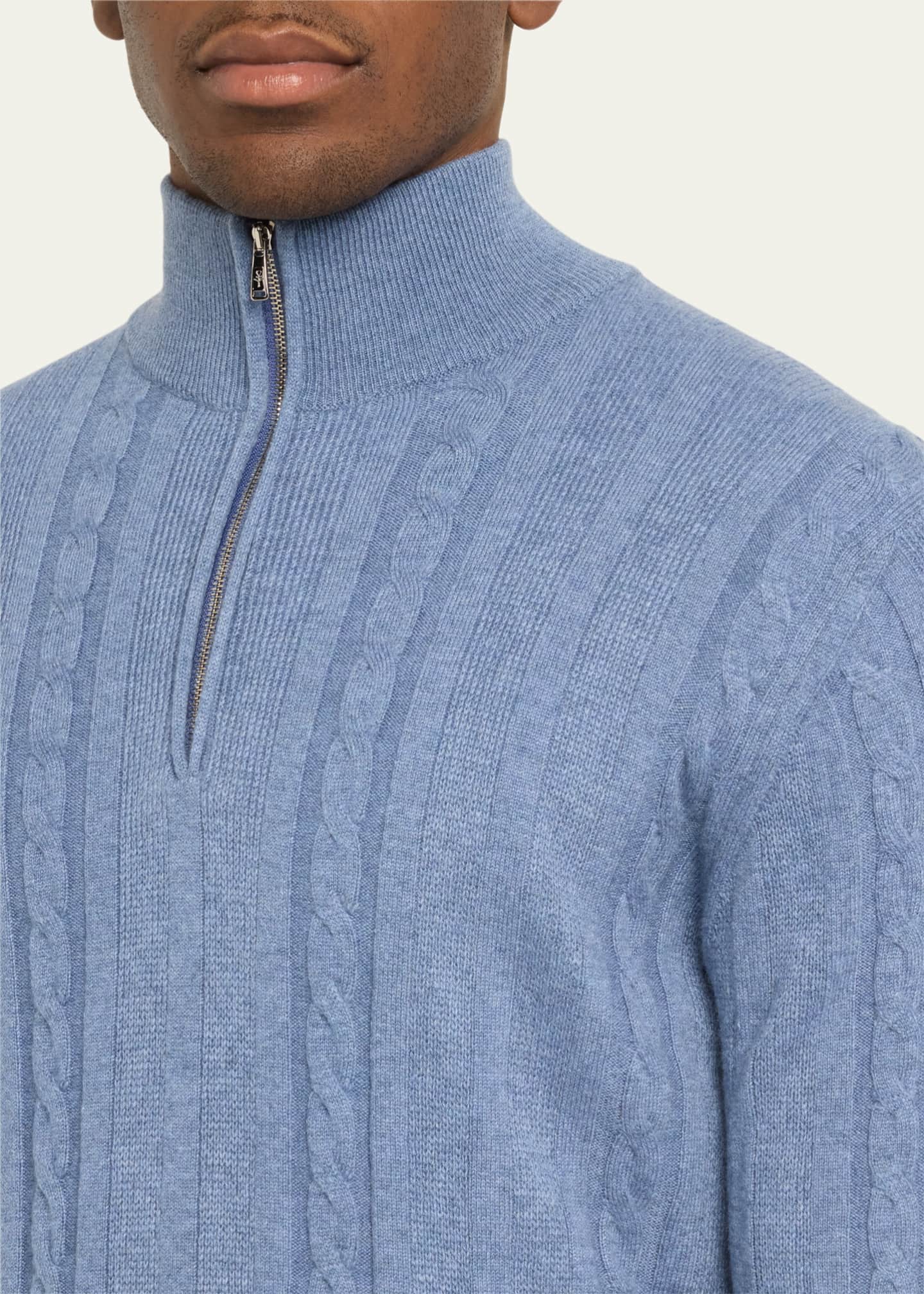 Fioroni Mens Cashmere Cable Knit Half Zip Sweater Bergdorf Goodman