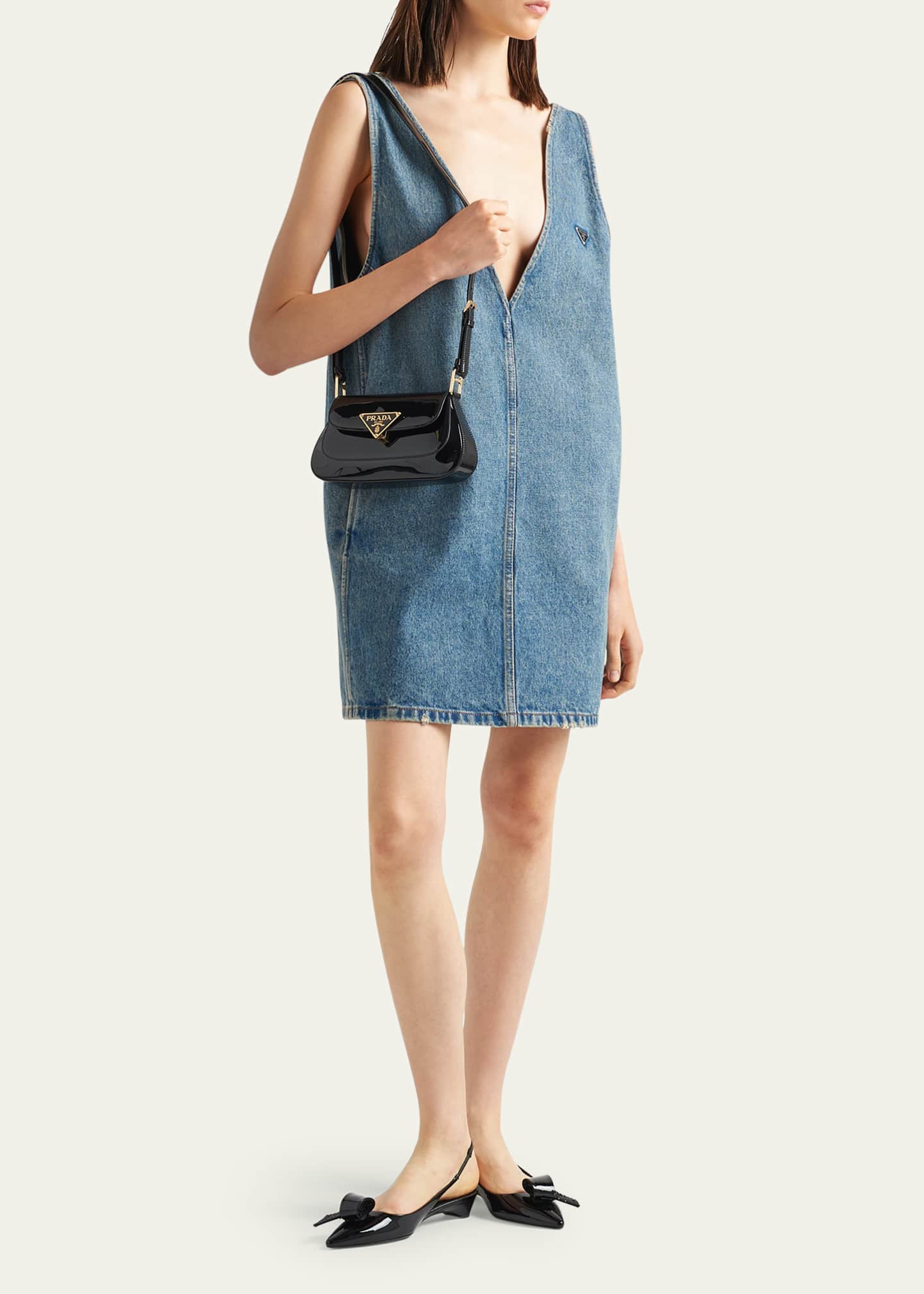 Prada Denim Washed V-Neck Dress - Bergdorf Goodman