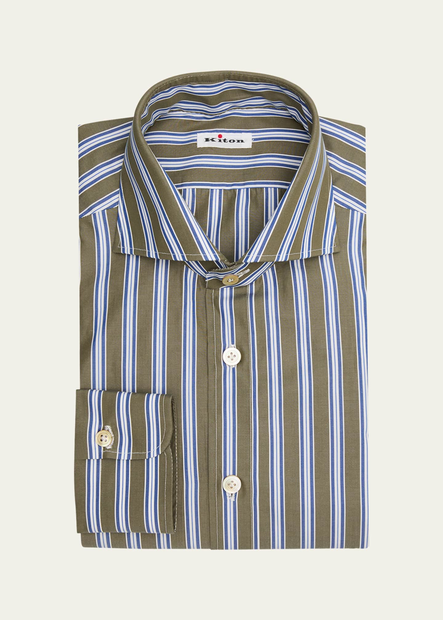 Kiton Men's Cotton Multi-Stripe Dress Shirt - Bergdorf Goodman
