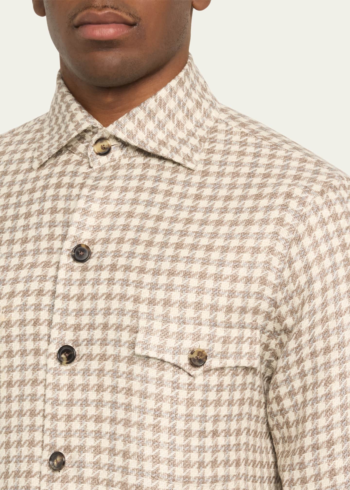 Cesare Attolini Men's Houndstooth 4-Pocket Overshirt - Bergdorf Goodman