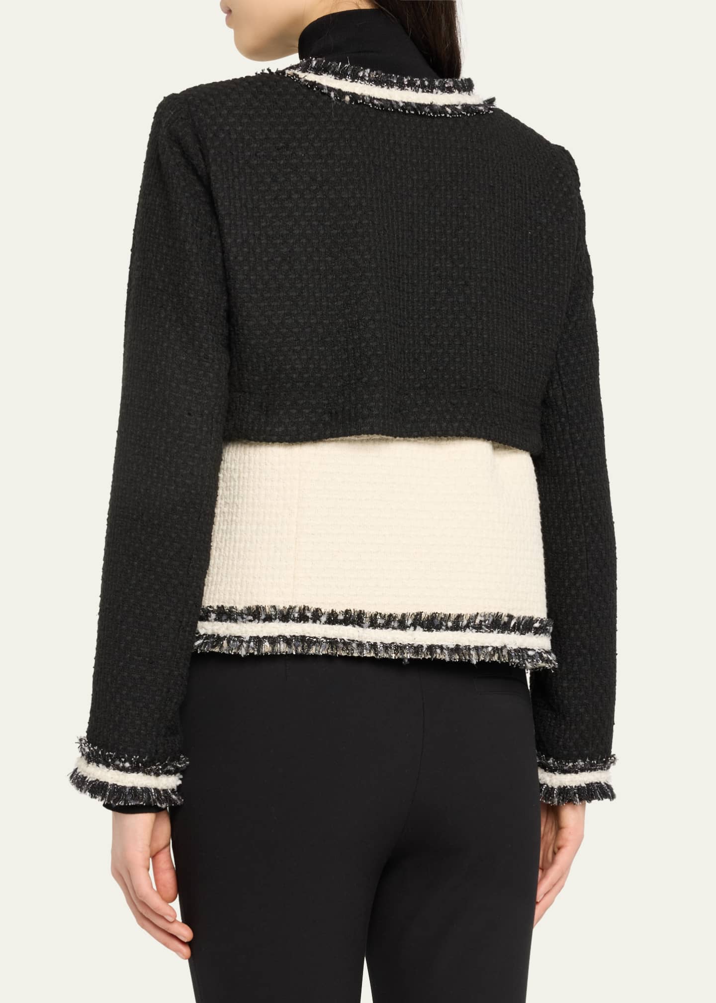 Alice + Olivia Kidman Two Fer Boxy Raw-Edge Tweed Jacket - Bergdorf Goodman