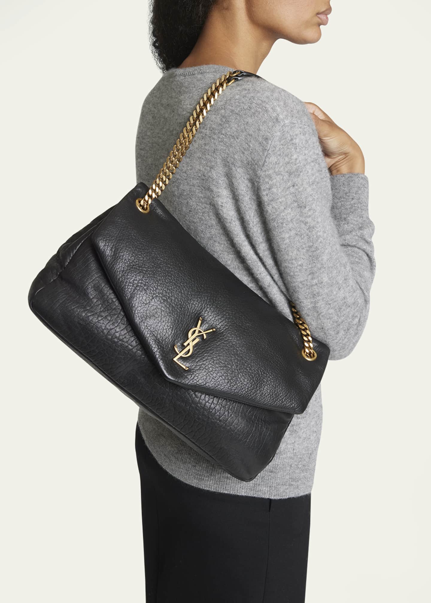 Saint Laurent Calypso Large YSL Shoulder Bag in Leather - Bergdorf Goodman