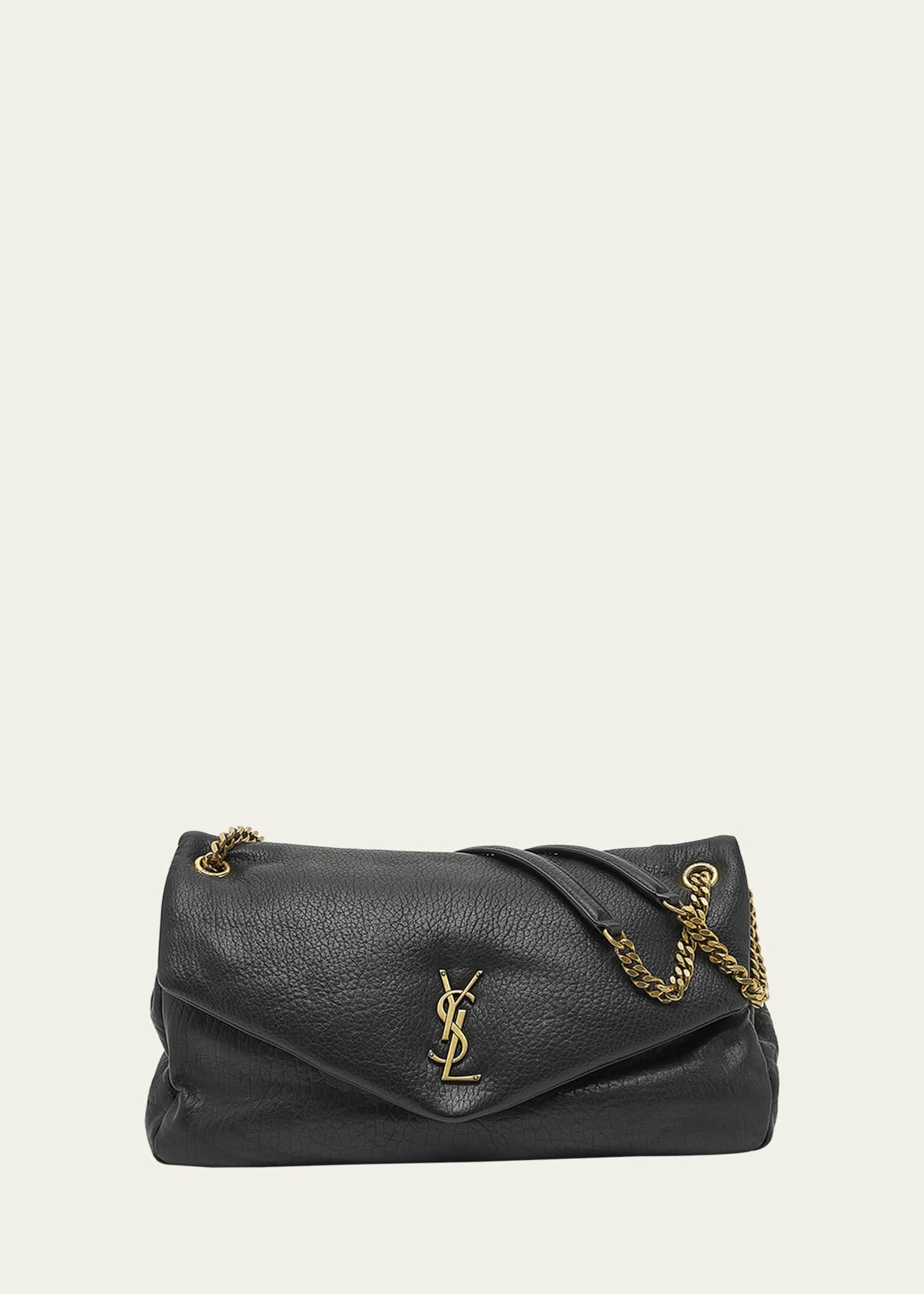 Saint Laurent Calypso Large YSL Shoulder Bag in Leather - Bergdorf Goodman