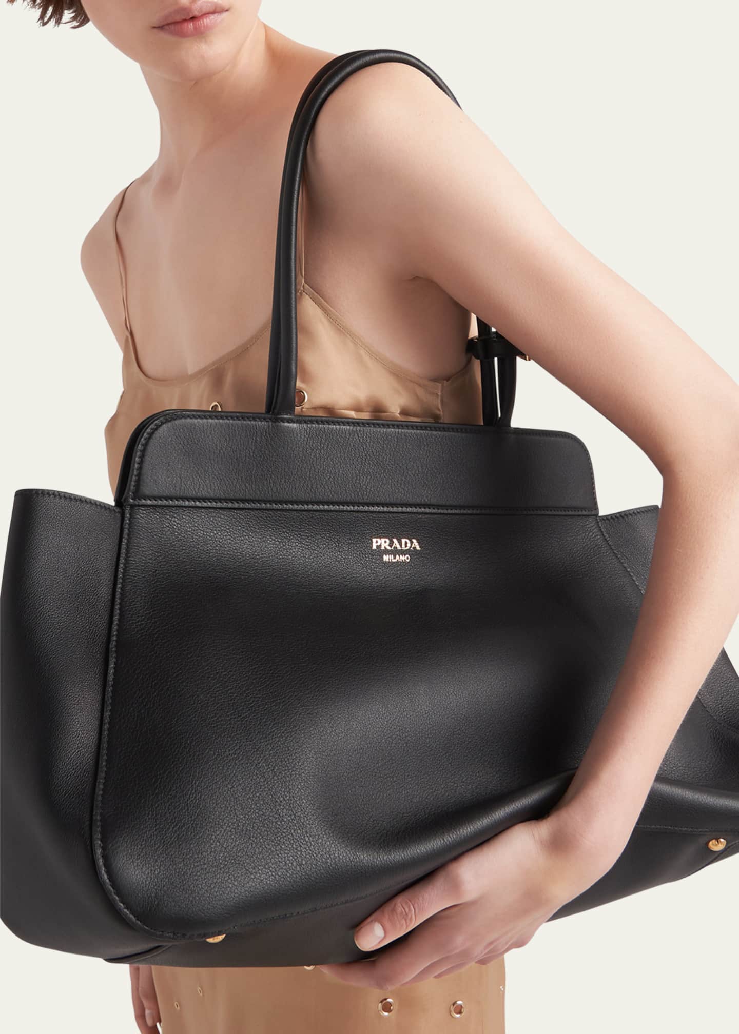 Prada Large Grain Leather Top-Handle Bag - Bergdorf Goodman