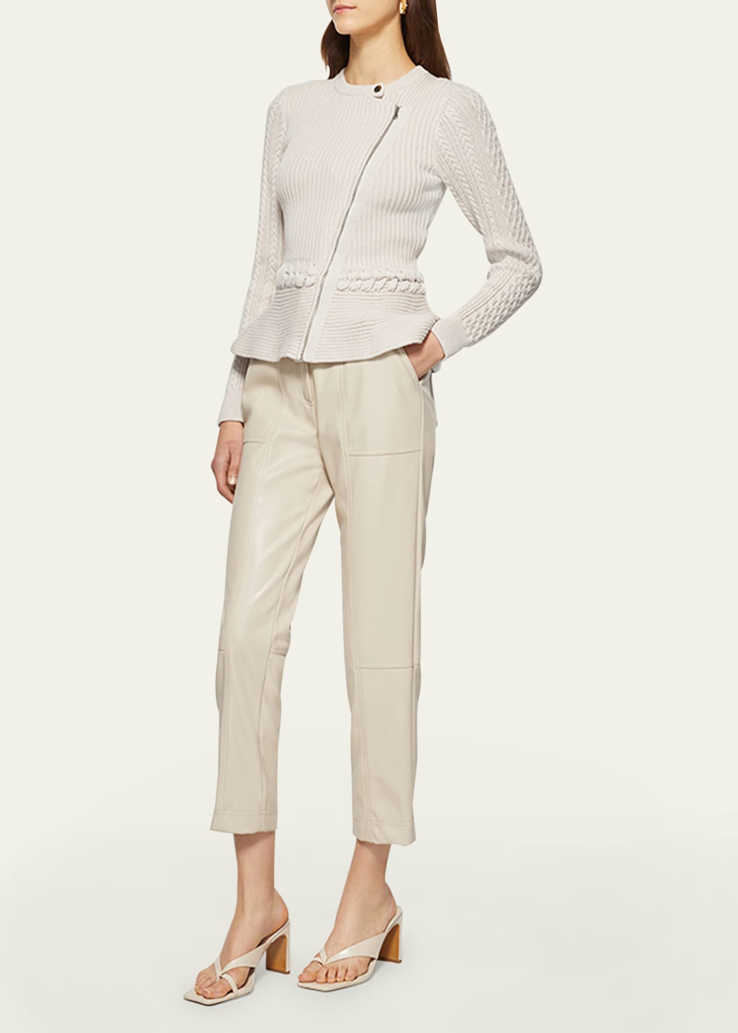 SIMKHAI Andi Mixed-Knit Cotton Peplum Jacket - Bergdorf Goodman