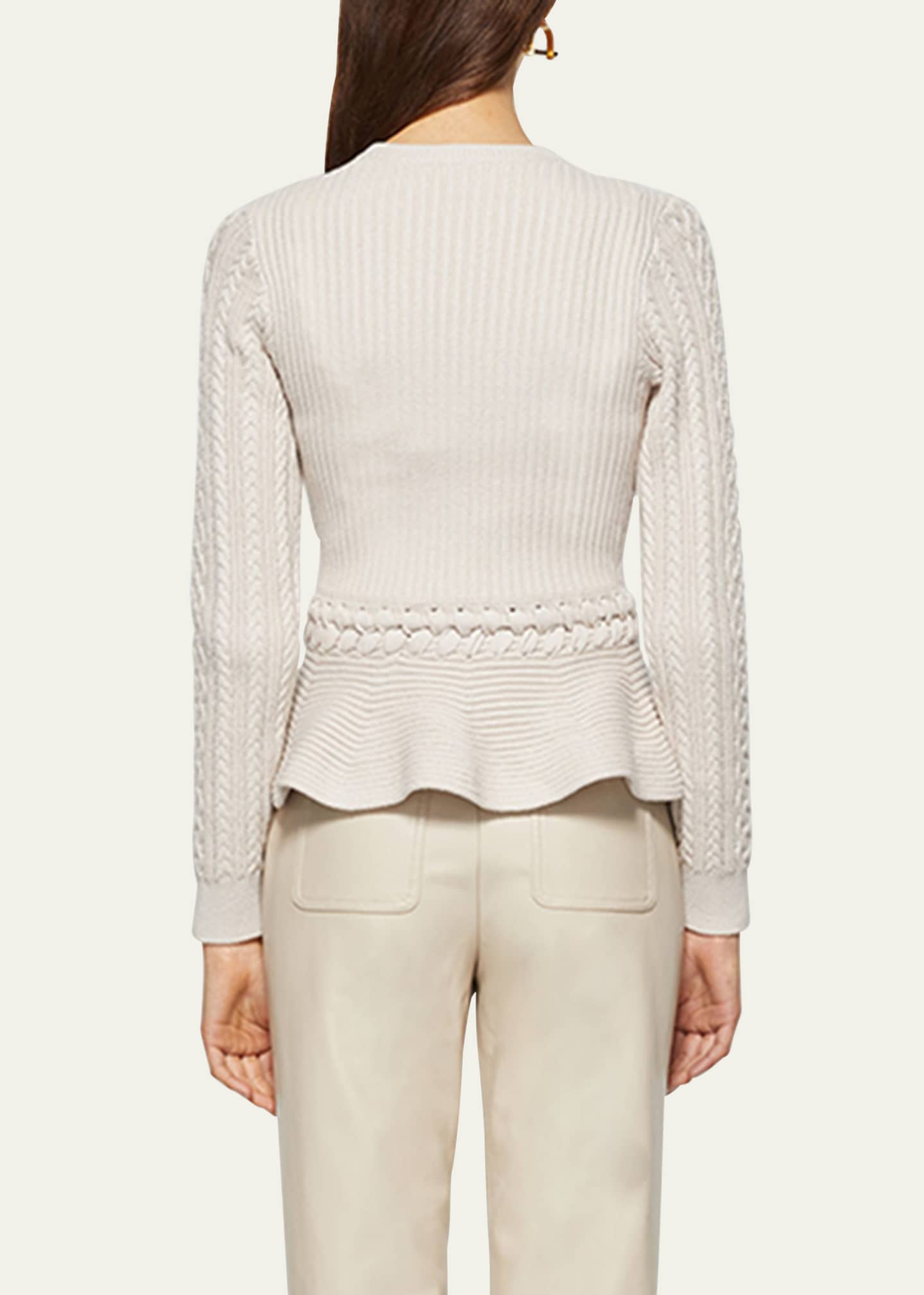 SIMKHAI Andi Mixed-Knit Cotton Peplum Jacket - Bergdorf Goodman