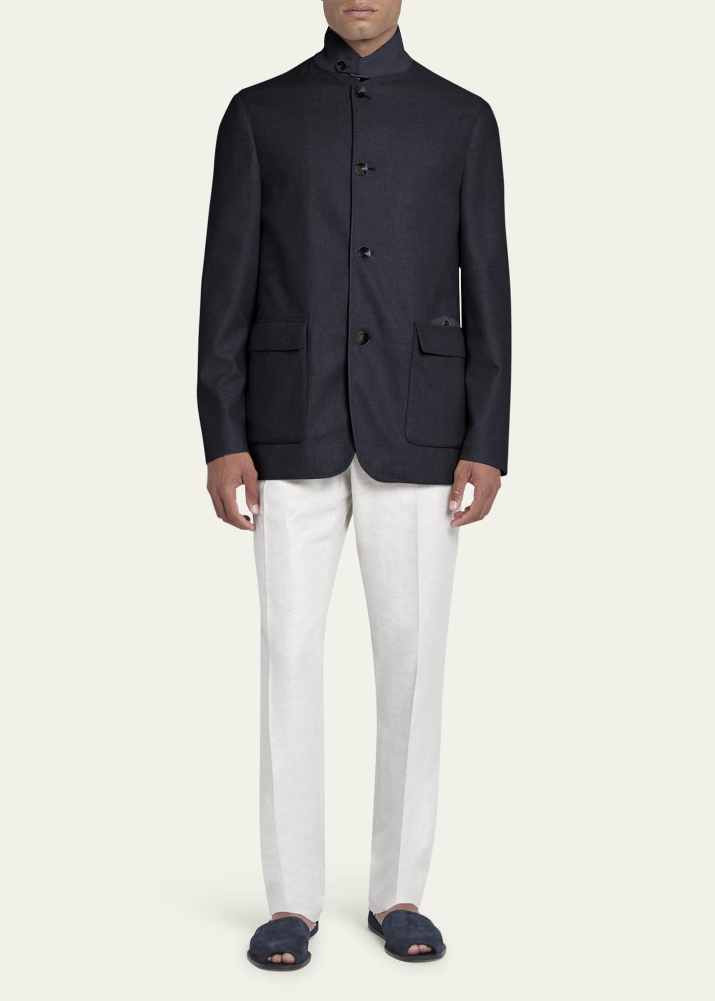 Agnona Men's Silk Tweed 4-Button Blazer Jacket - Bergdorf Goodman