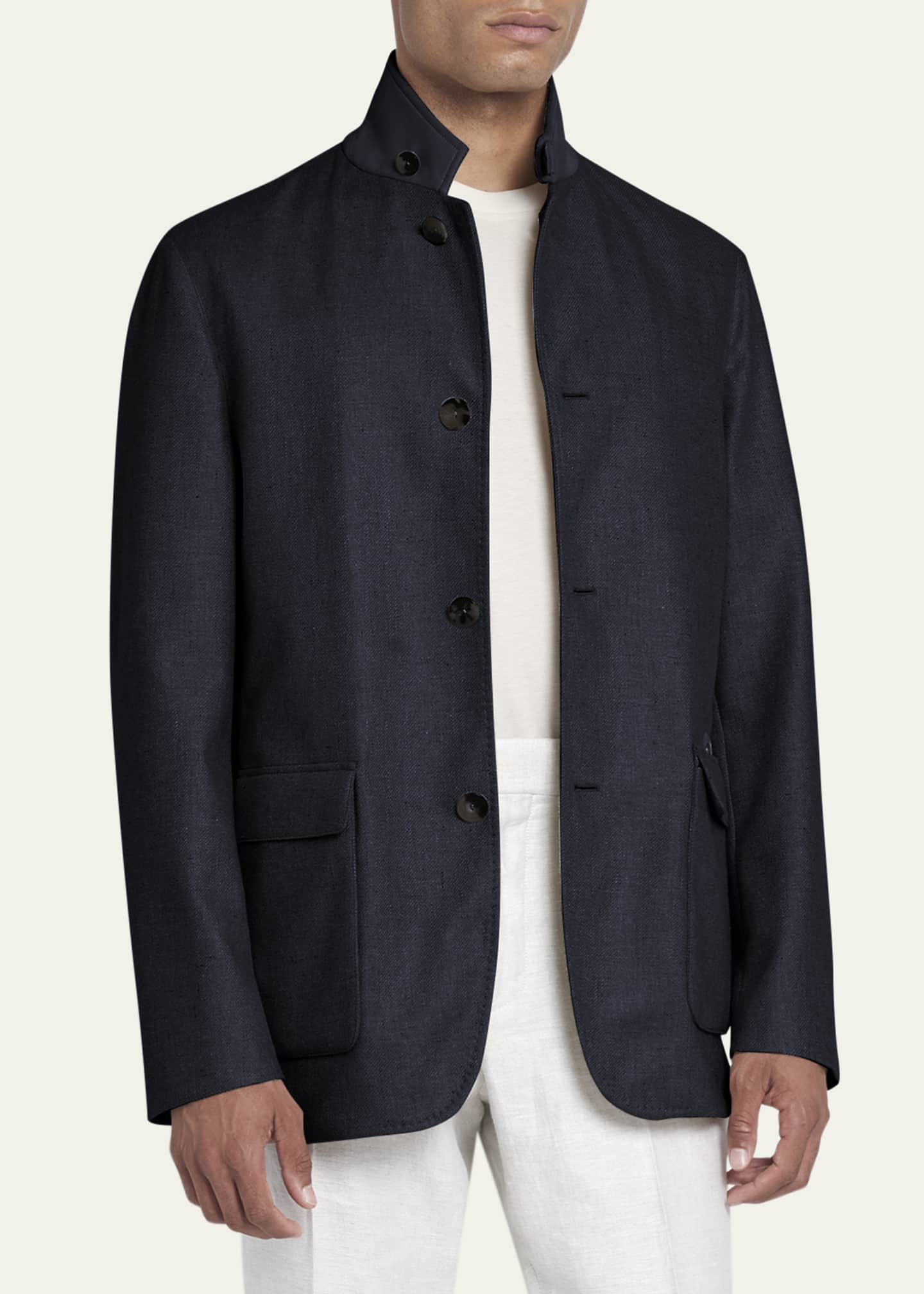 Agnona Men's Silk Tweed 4-Button Blazer Jacket - Bergdorf Goodman