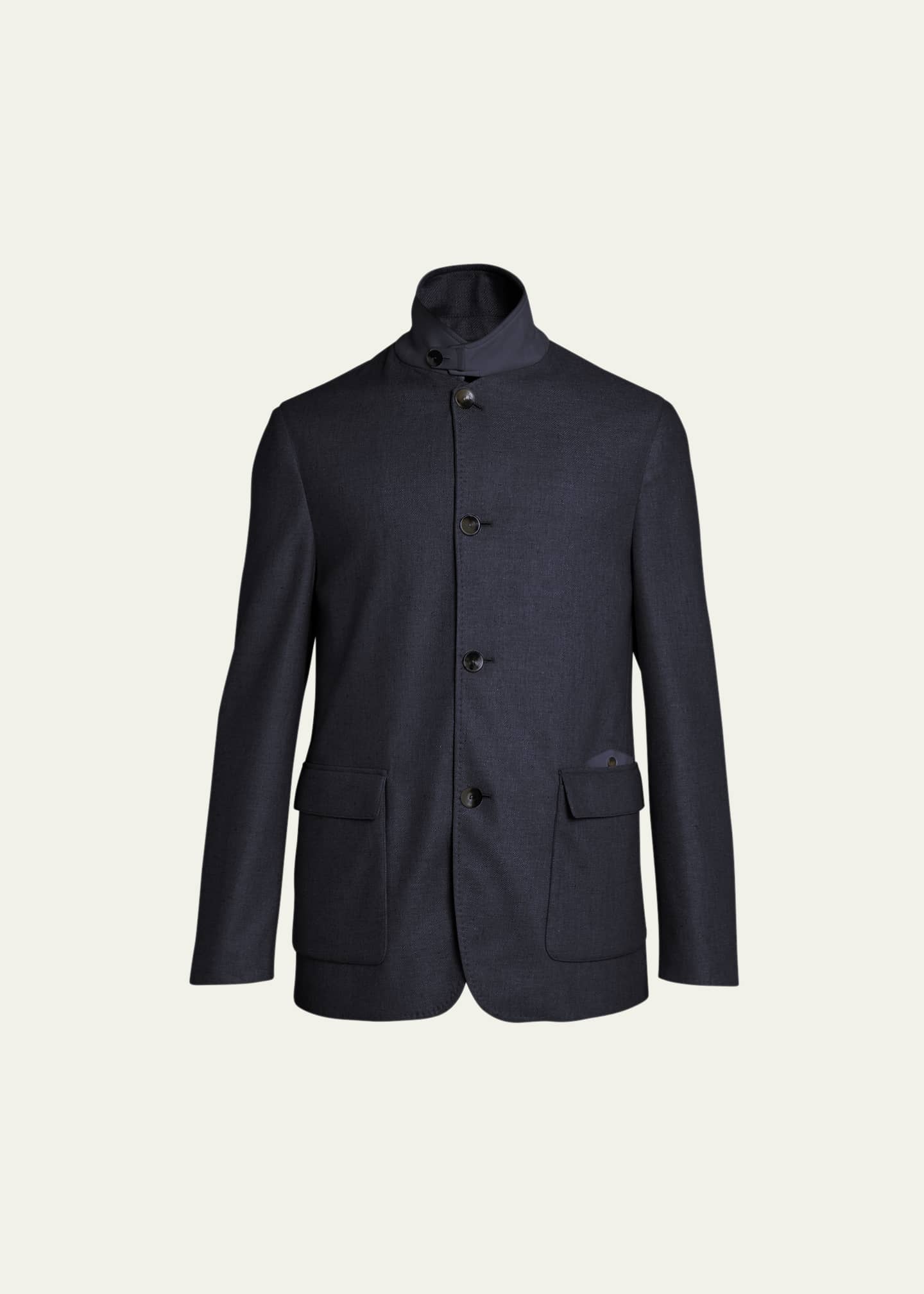 Agnona Men's Silk Tweed 4-Button Blazer Jacket - Bergdorf Goodman