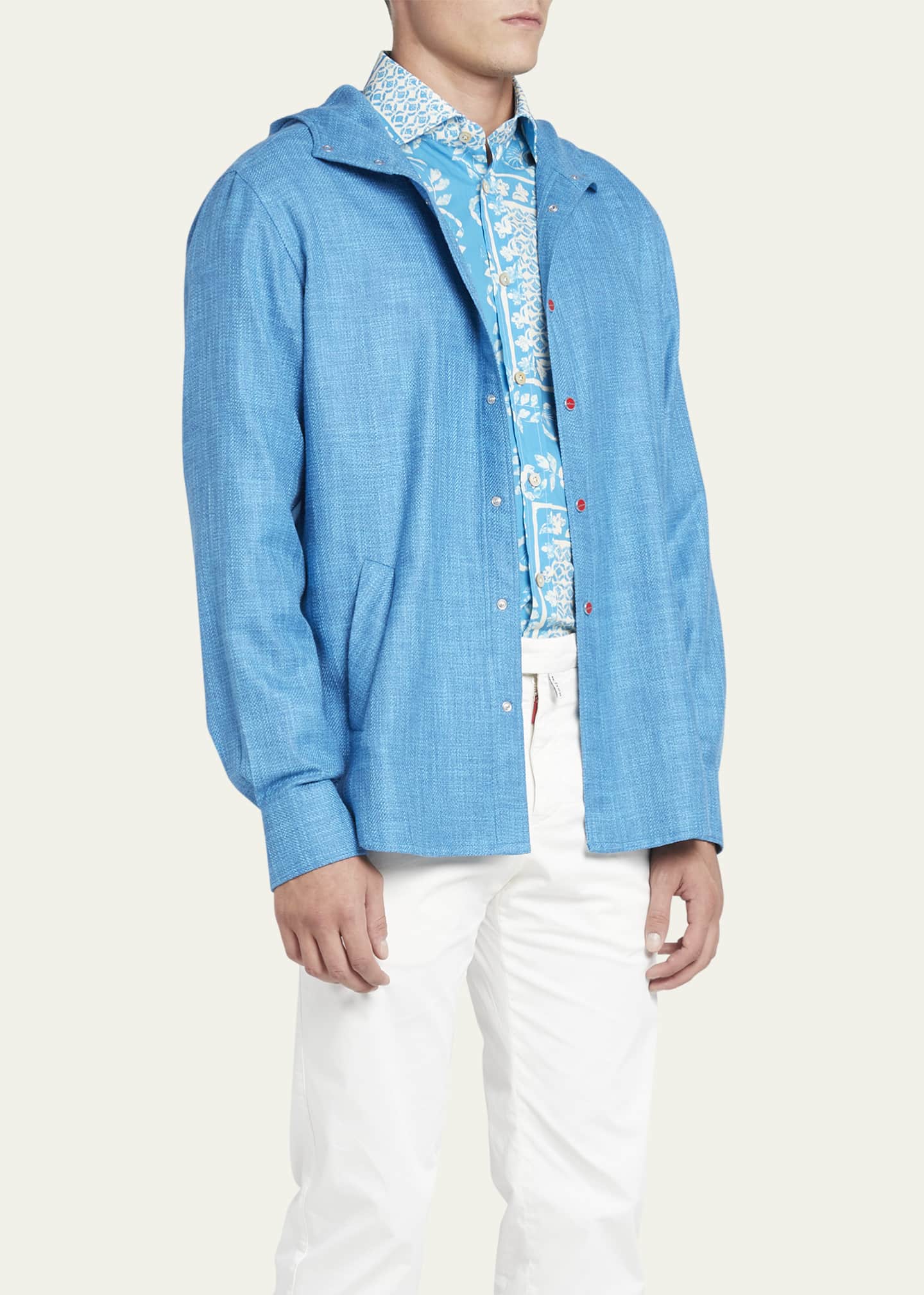 Kiton Men's Hooded Snap-Front Shirt Jacket - Bergdorf Goodman