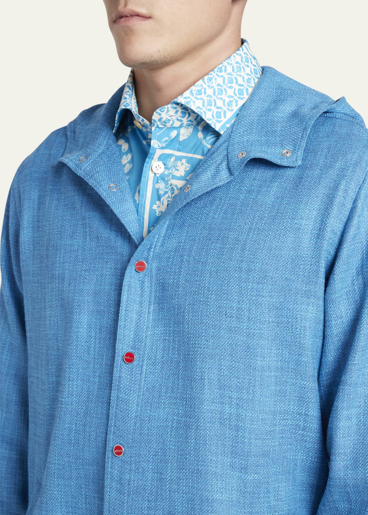 Kiton Men's Hooded Snap-Front Shirt Jacket - Bergdorf Goodman