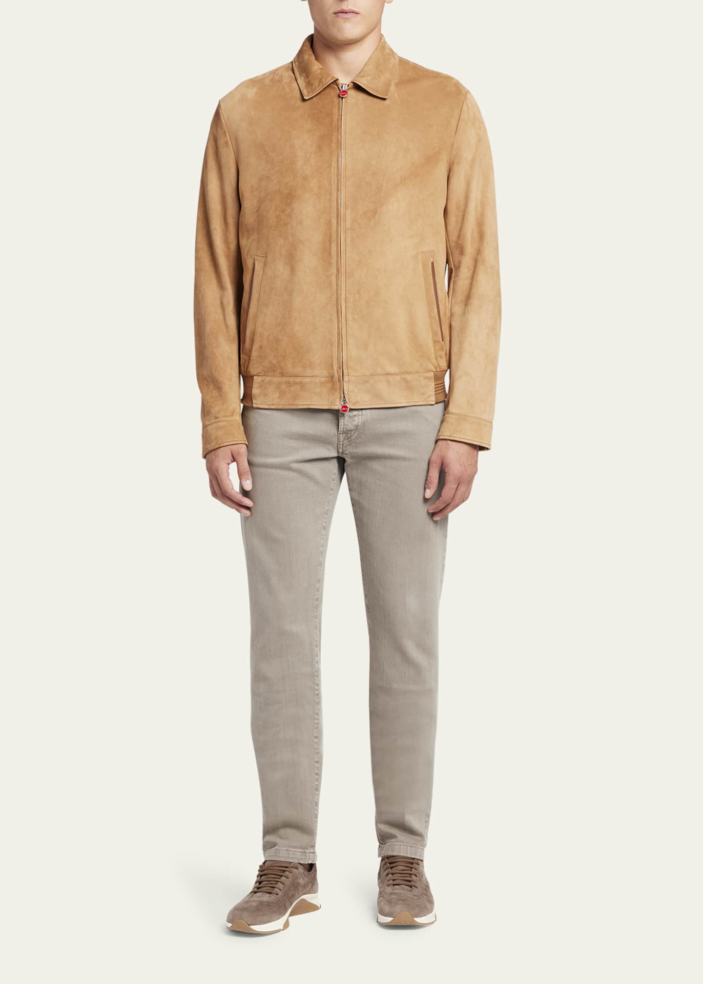 Kiton Men's Suede Bomber Jacket - Bergdorf Goodman