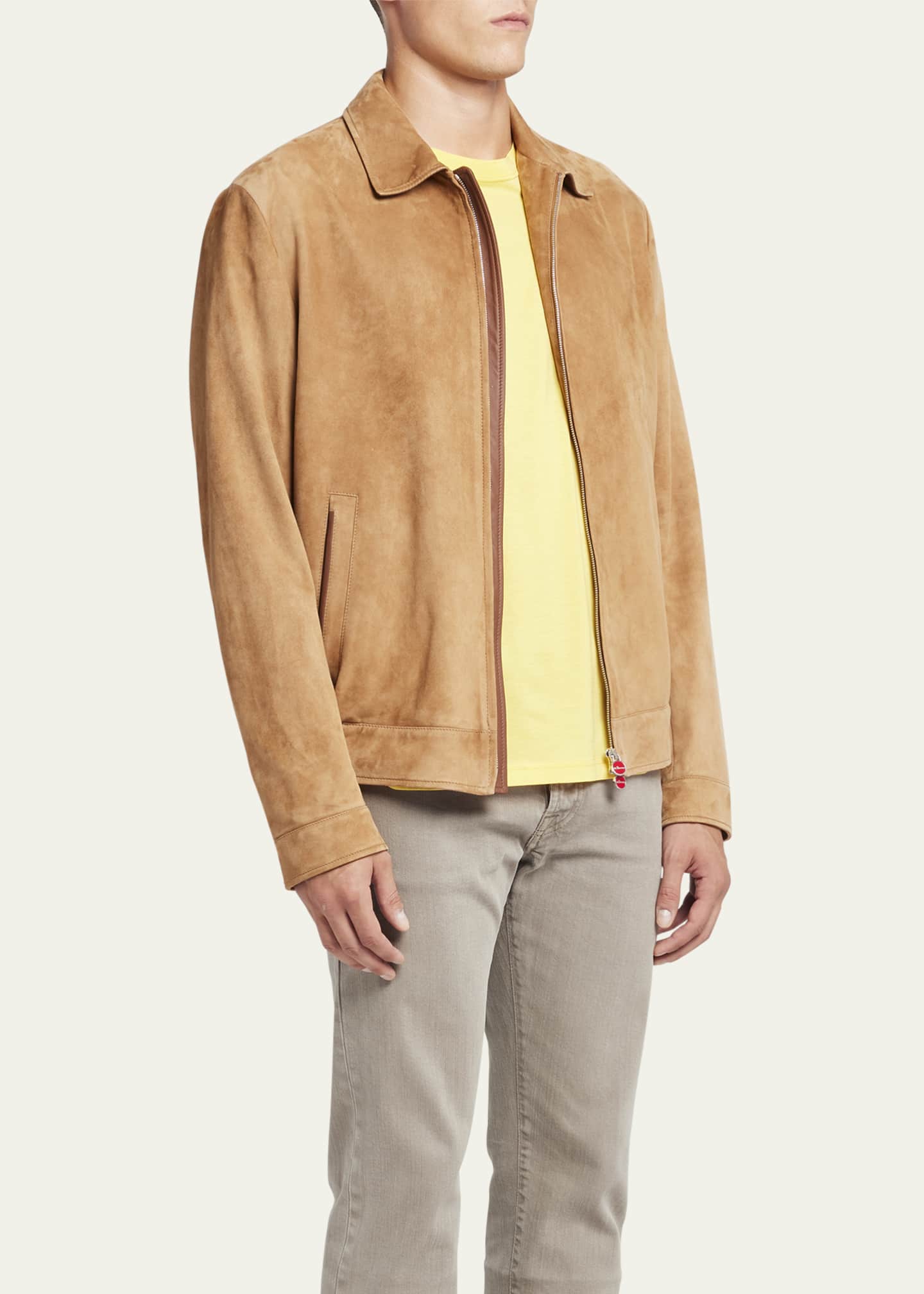 Kiton Men's Suede Bomber Jacket - Bergdorf Goodman