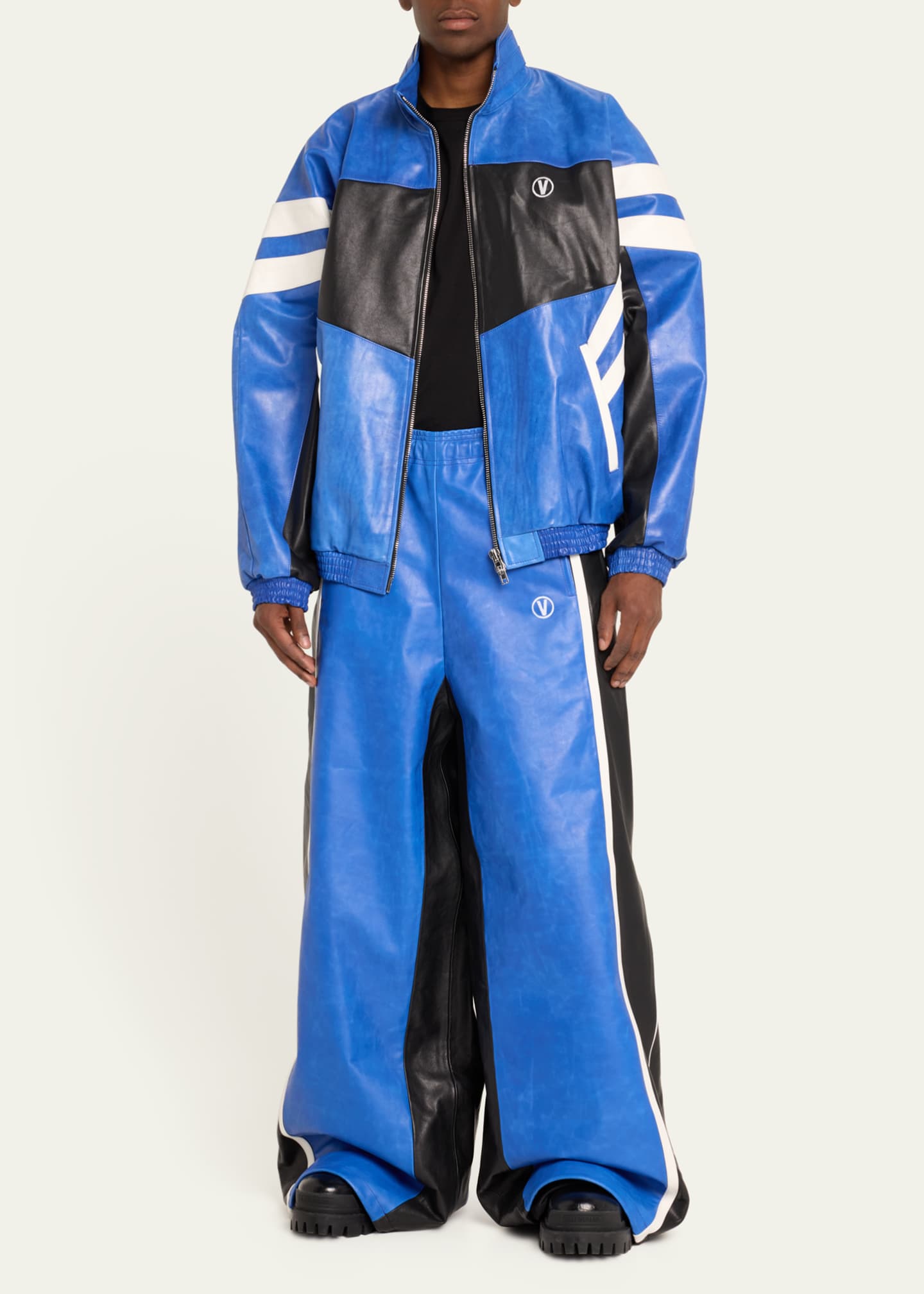 Vetements Men's Colorblock Leather Track Jacket - Bergdorf Goodman