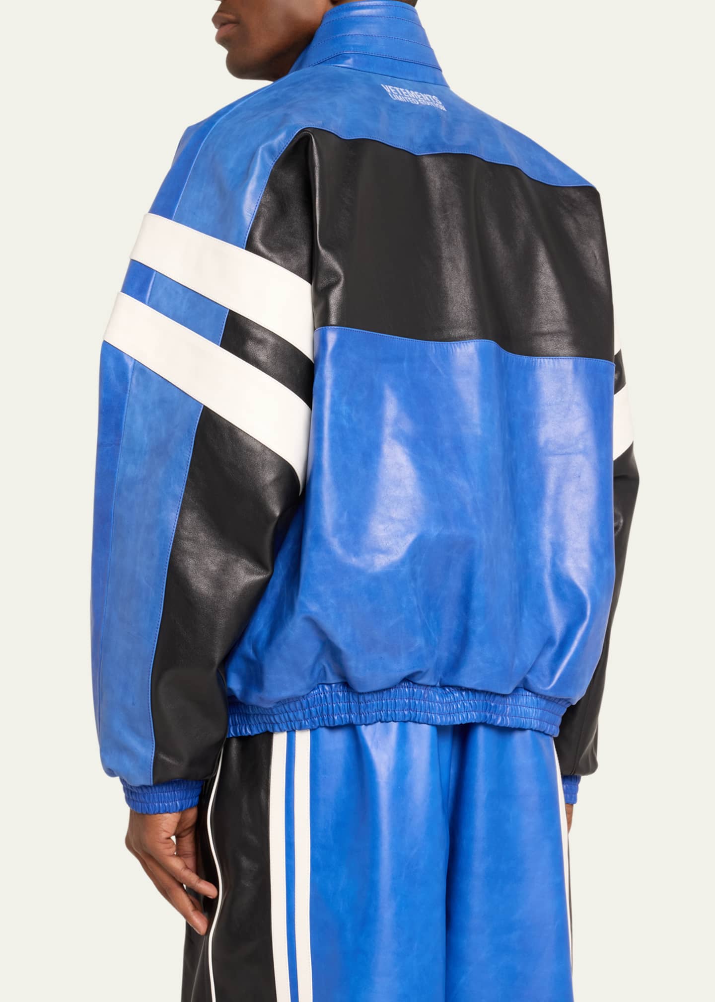 Vetements Men's Colorblock Leather Track Jacket - Bergdorf Goodman