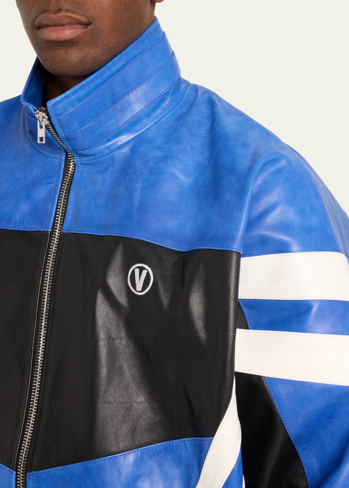 Vetements Men's Colorblock Leather Track Jacket - Bergdorf Goodman