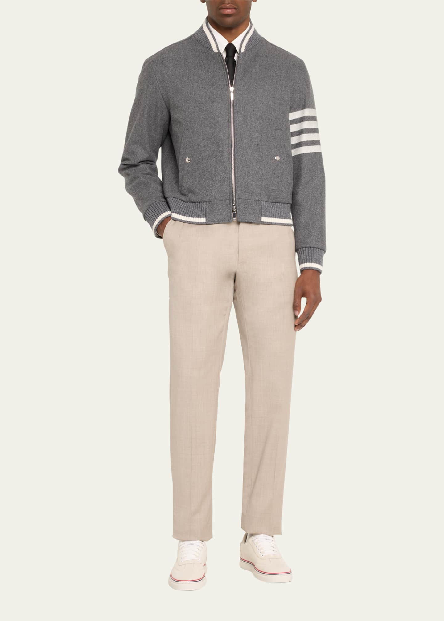 Thom Browne Men's 4-Bar Wool Felt Bomber Jacket - Bergdorf Goodman