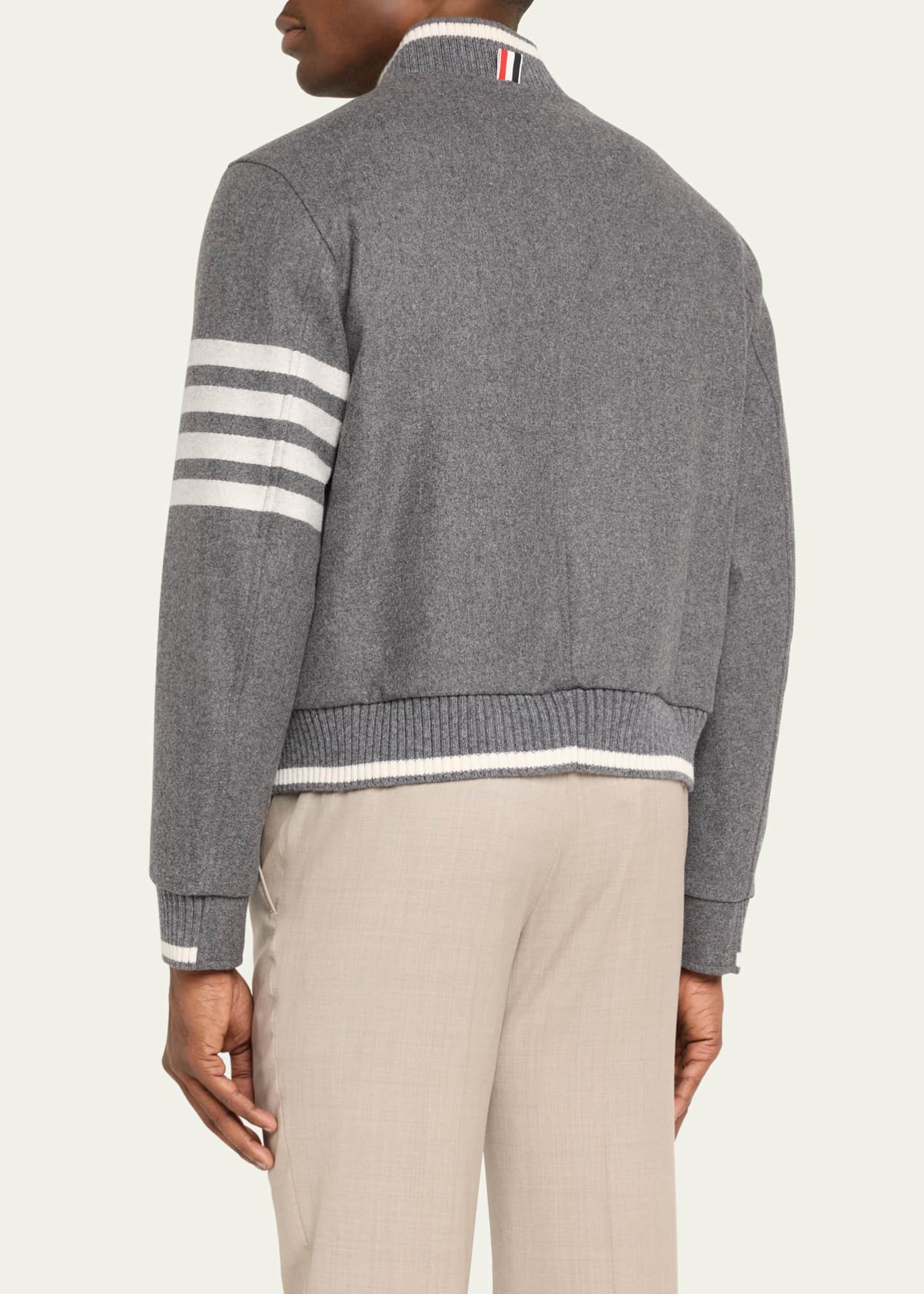 Thom Browne Men's 4-Bar Wool Felt Bomber Jacket - Bergdorf Goodman