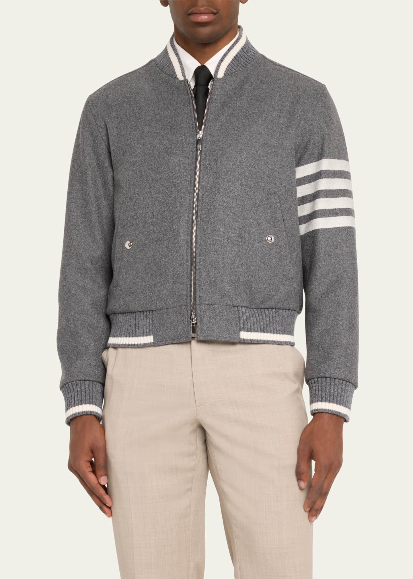 Thom Browne Men's 4-Bar Wool Felt Bomber Jacket - Bergdorf Goodman