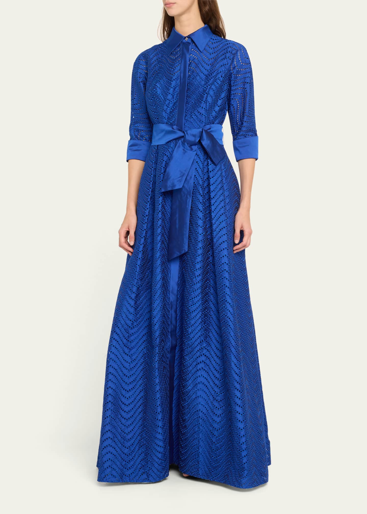 Rickie Freeman for Teri Jon Zig-Zag Eyelet Shirtdress - Bergdorf Goodman