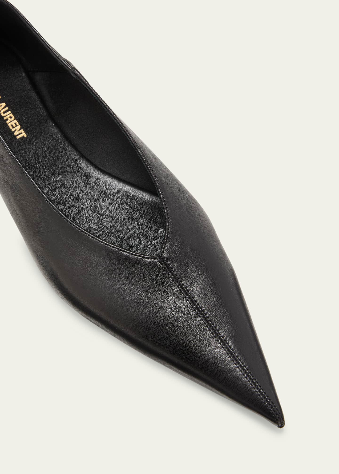 Saint Laurent Carolyn Leather Slide Ballerina Flats - Bergdorf Goodman