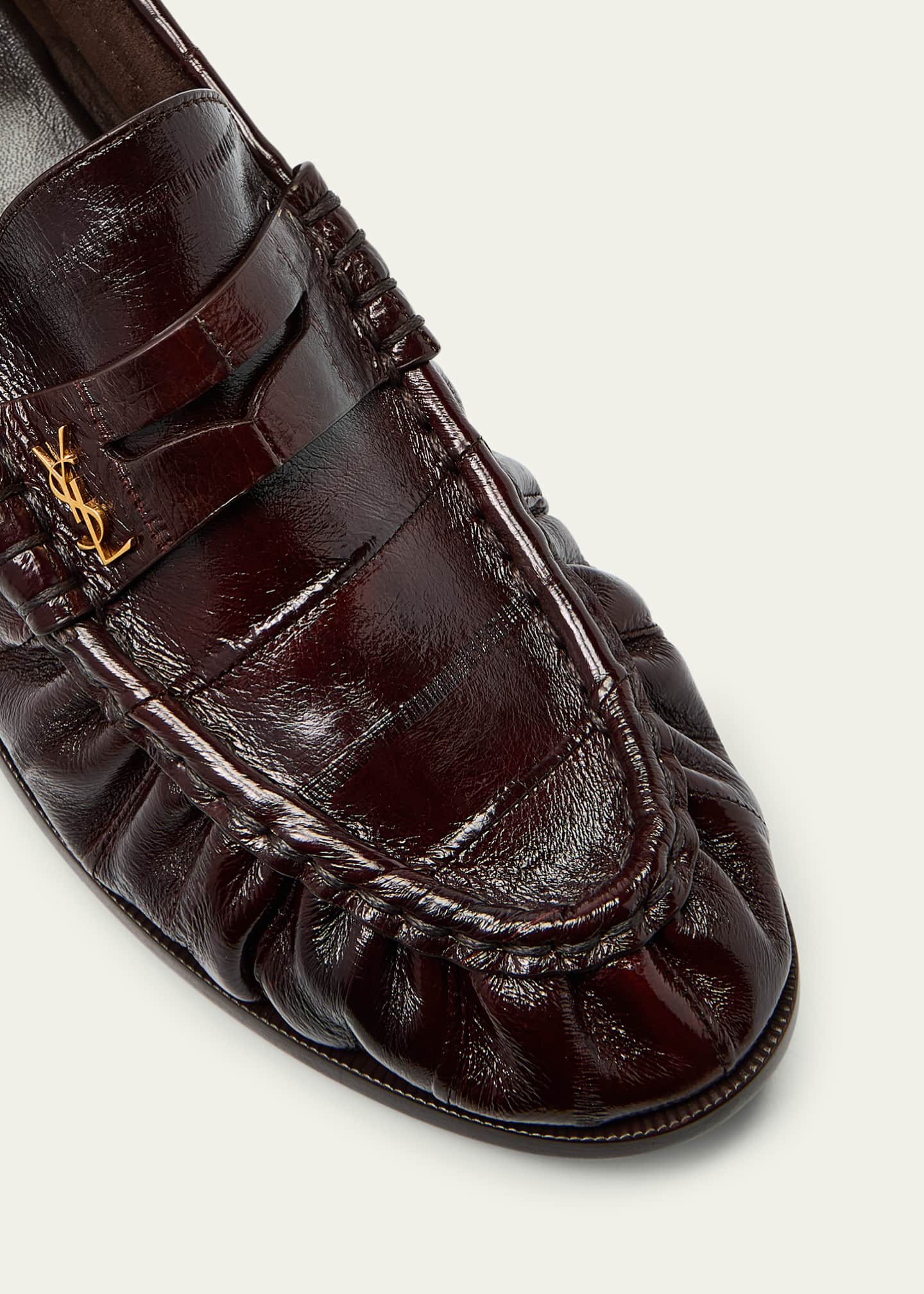 Saint Laurent Le Leather YSL Penny Loafers - Bergdorf Goodman
