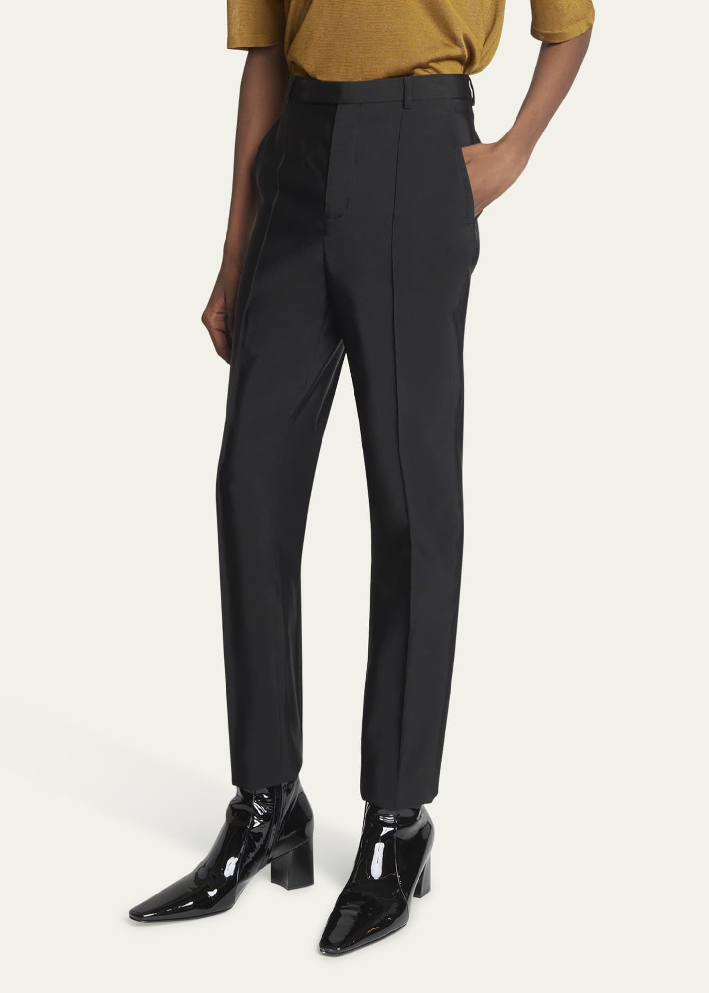 Saint Laurent Men's Tailored Slim Pintuck Pants - Bergdorf Goodman