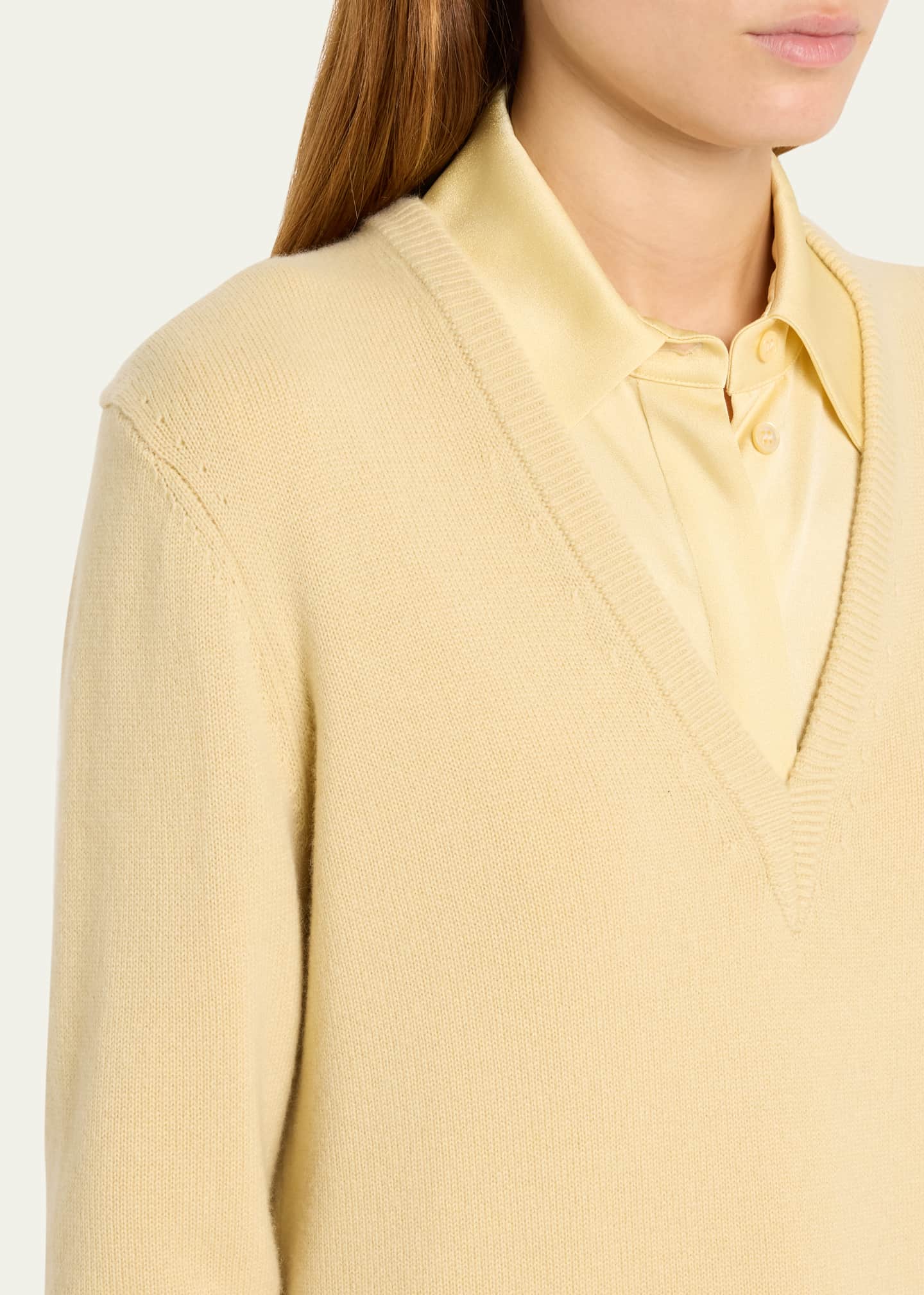 Michael Kors Collection Plunging V-Neck Long-Sleeve Cashmere Sweater ...