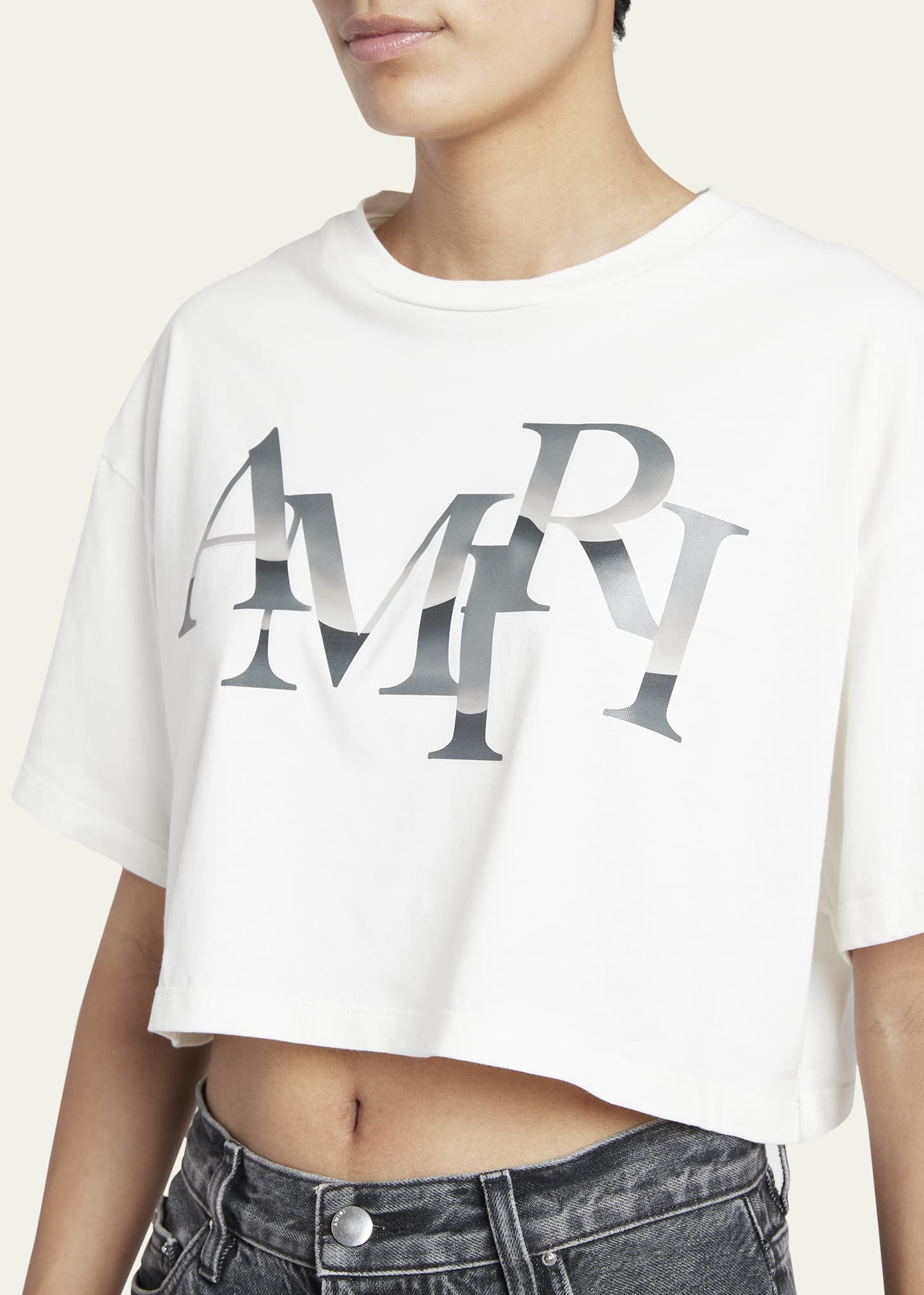 Amiri Amiri Staggered Chrome Tee Bergdorf Goodman