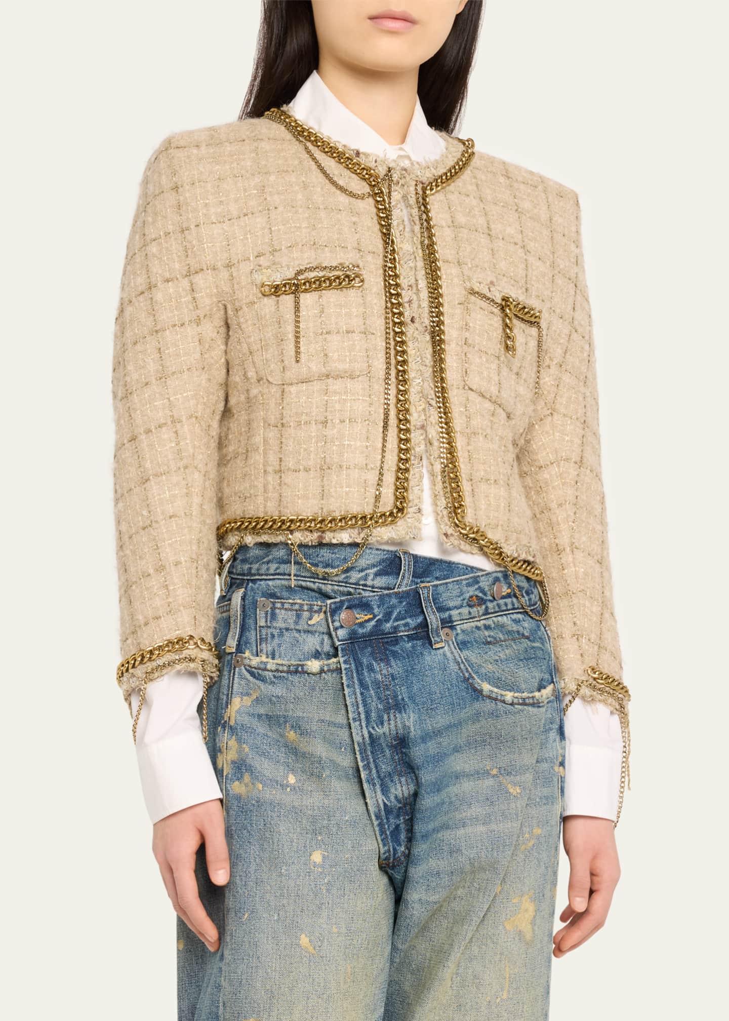 R13 Tweed Chain-Trim Jacket - Bergdorf Goodman