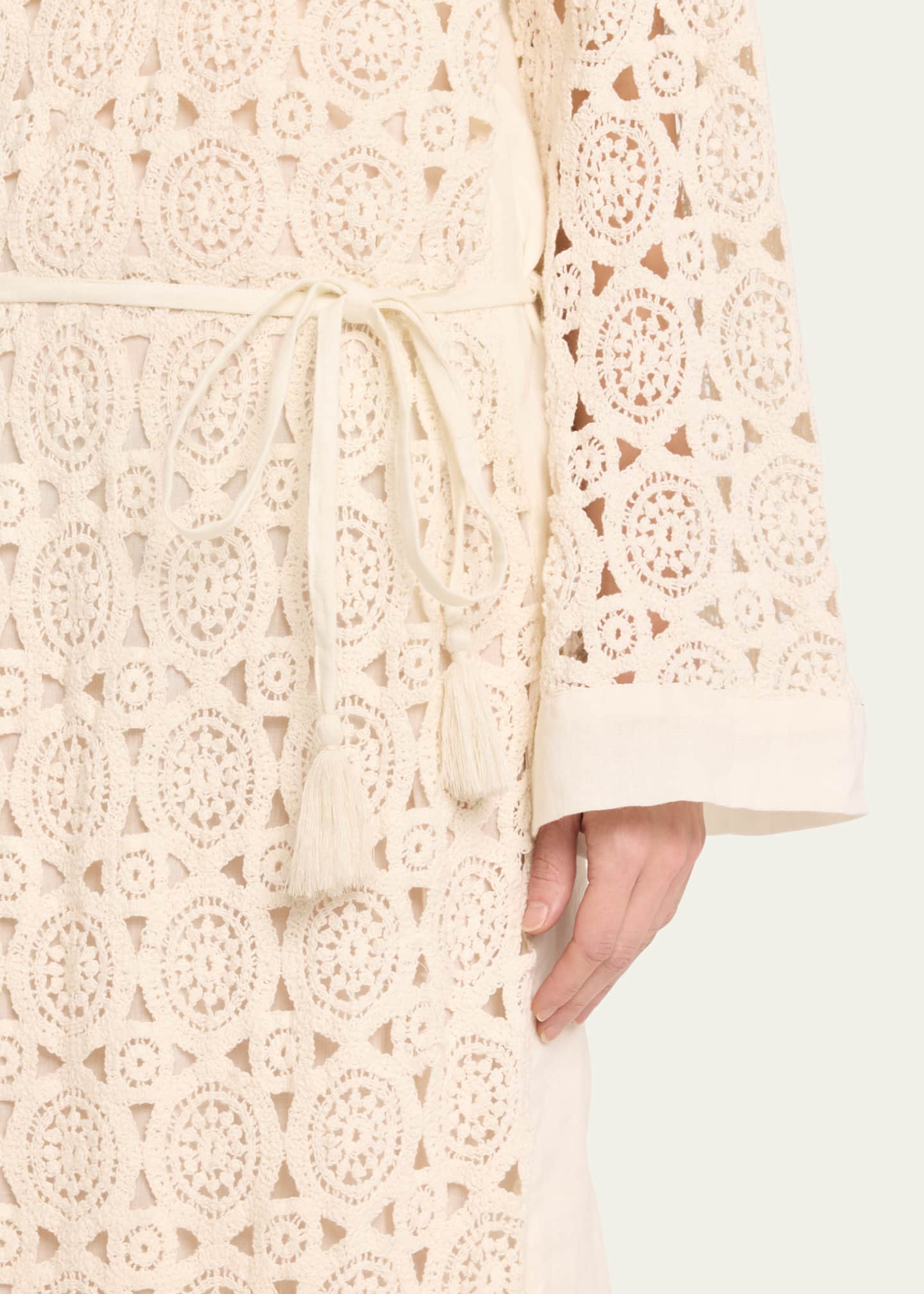 Hannah Artwear Samara Cotton Crochet Tie-Belt Kaftan Dress - Bergdorf ...