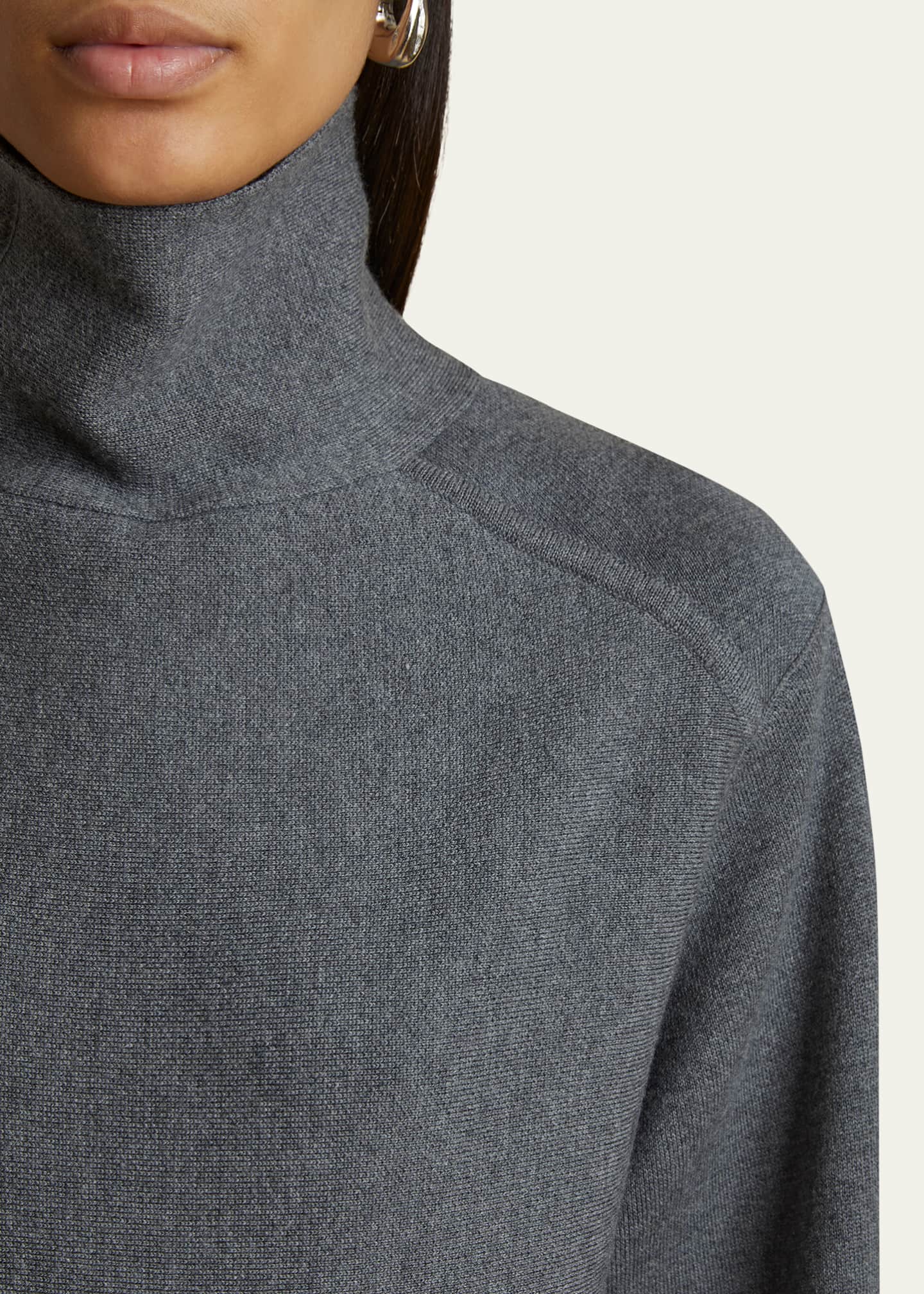 Khaite Clarice Fit-Flare Mini Flounce Turtleneck Dress - Bergdorf Goodman