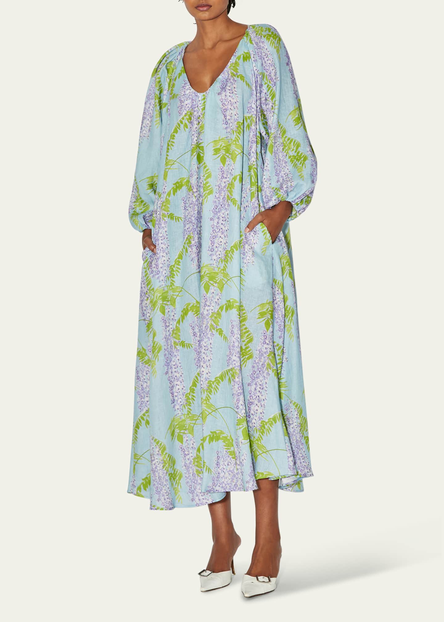BERNADETTE Flower Printed Linen Maxi Dress - Bergdorf Goodman