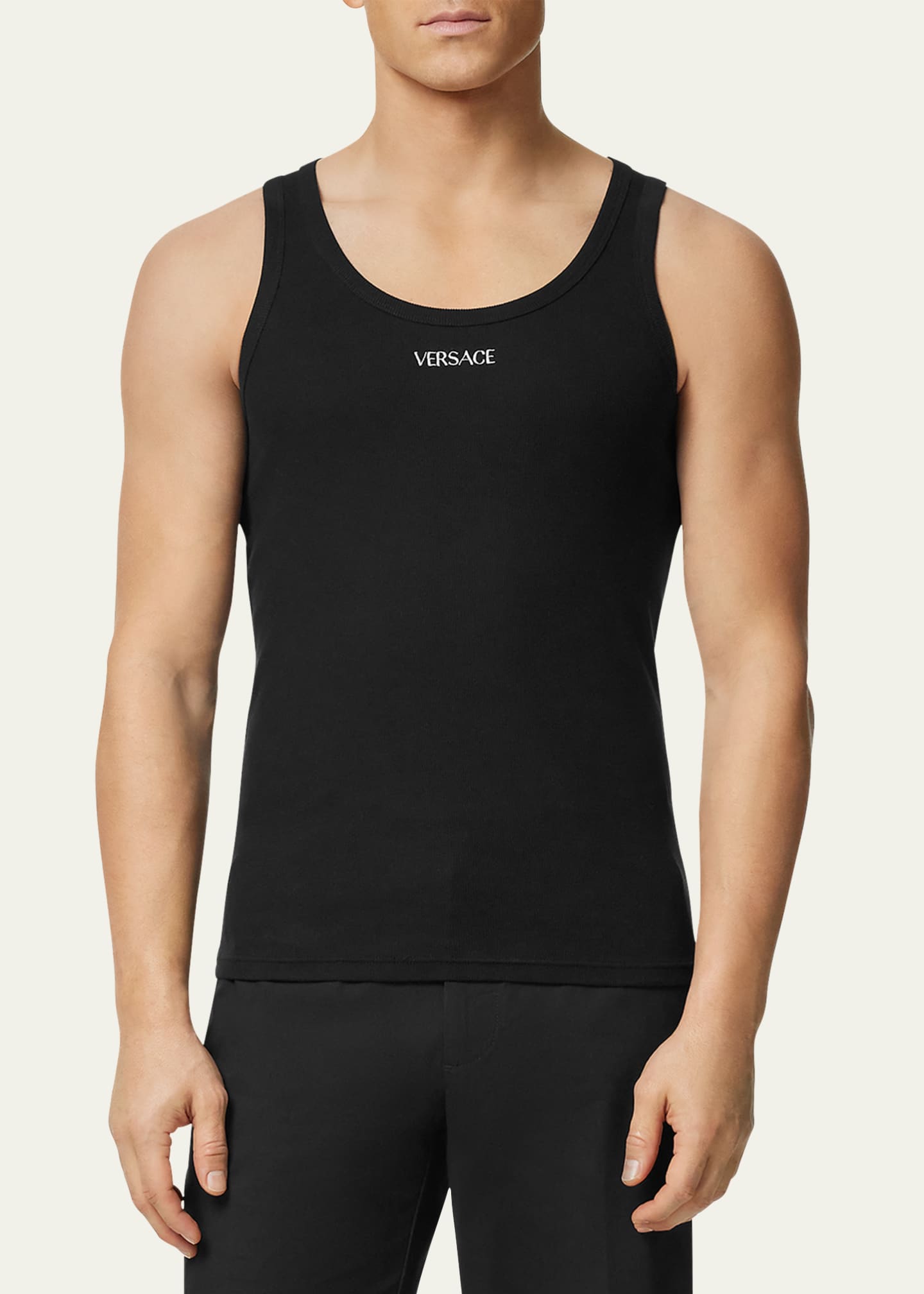 Versace Men's Embroidered Logo Tank Top - Bergdorf Goodman