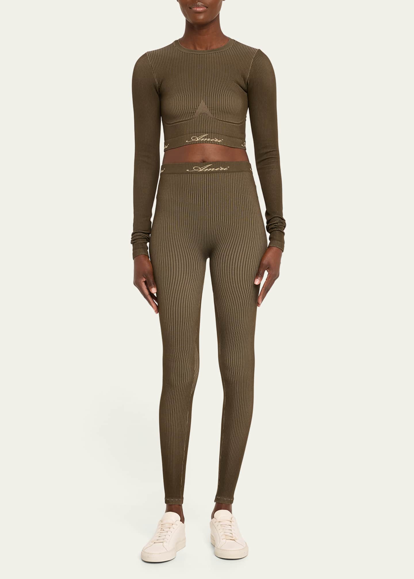 Amiri Logo Seamless Ribbed Crop Top - Bergdorf Goodman