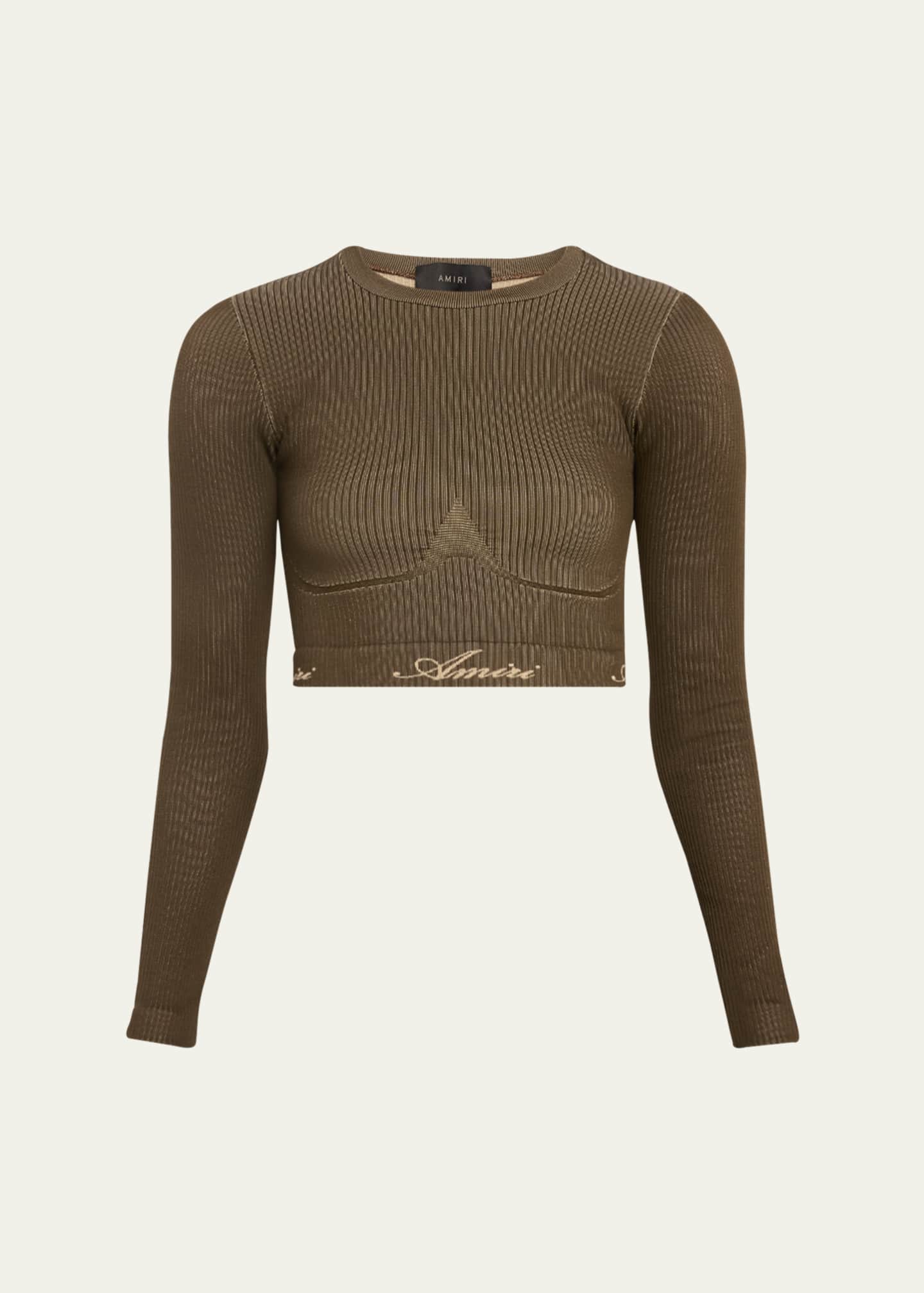 Amiri Logo Seamless Ribbed Crop Top - Bergdorf Goodman